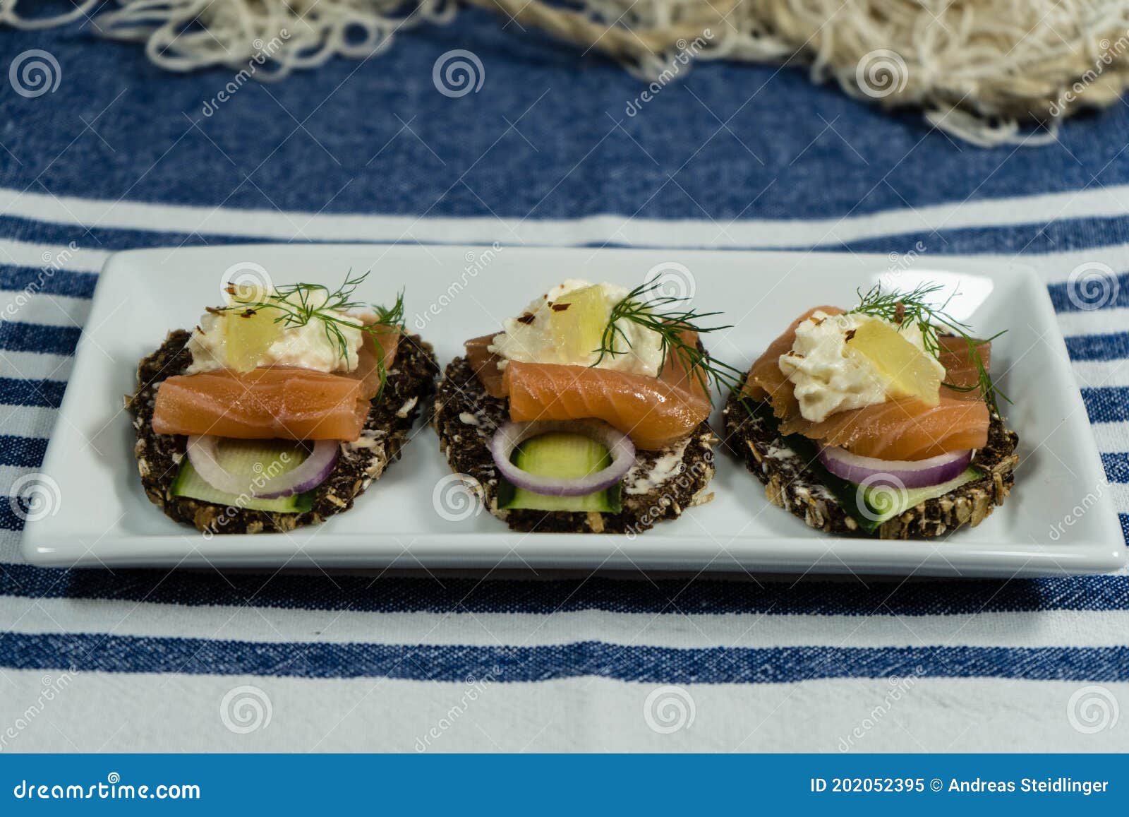 Smoked fish canapes stock image. Image of filet, meal - 202052395