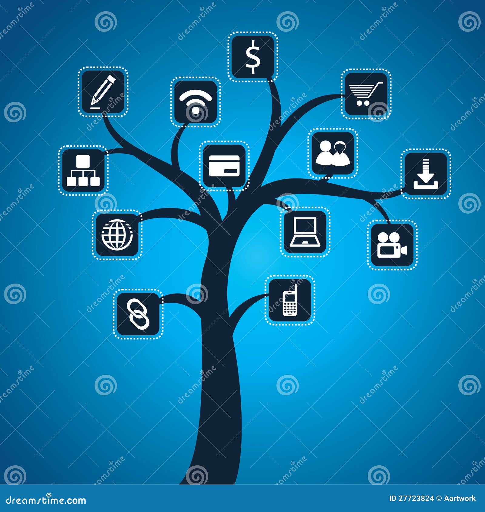 Different Social and Technology Icon Stock Vector - Illustration of ...