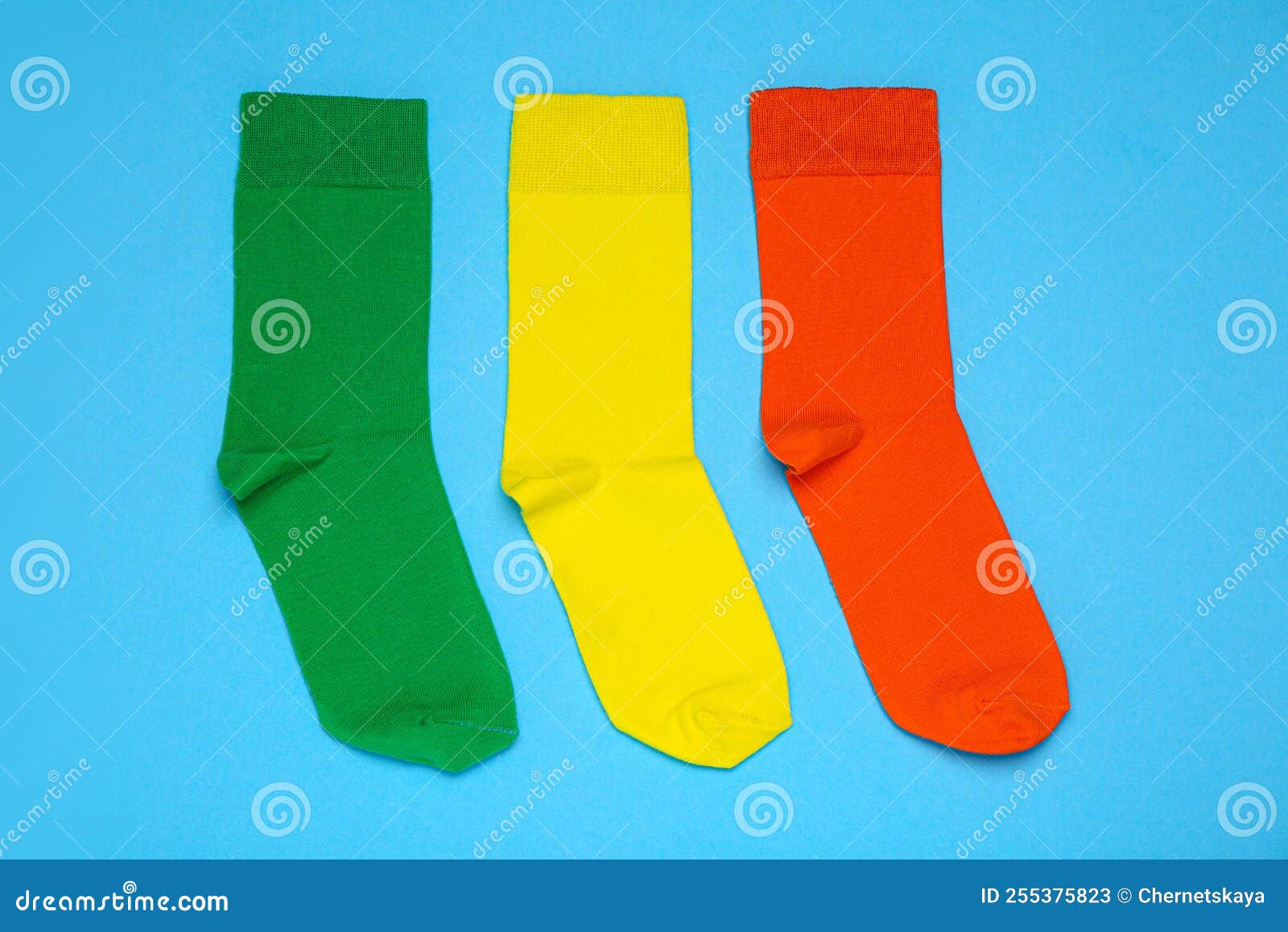 Different Socks on Light Blue Background, Flat Lay Stock Image - Image ...