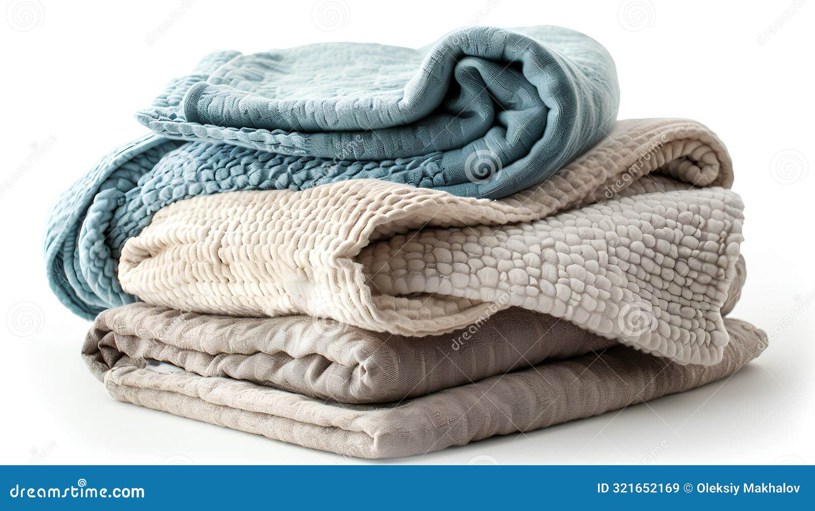 Different Soft Folded Blankets on White Background Stock Illustration ...