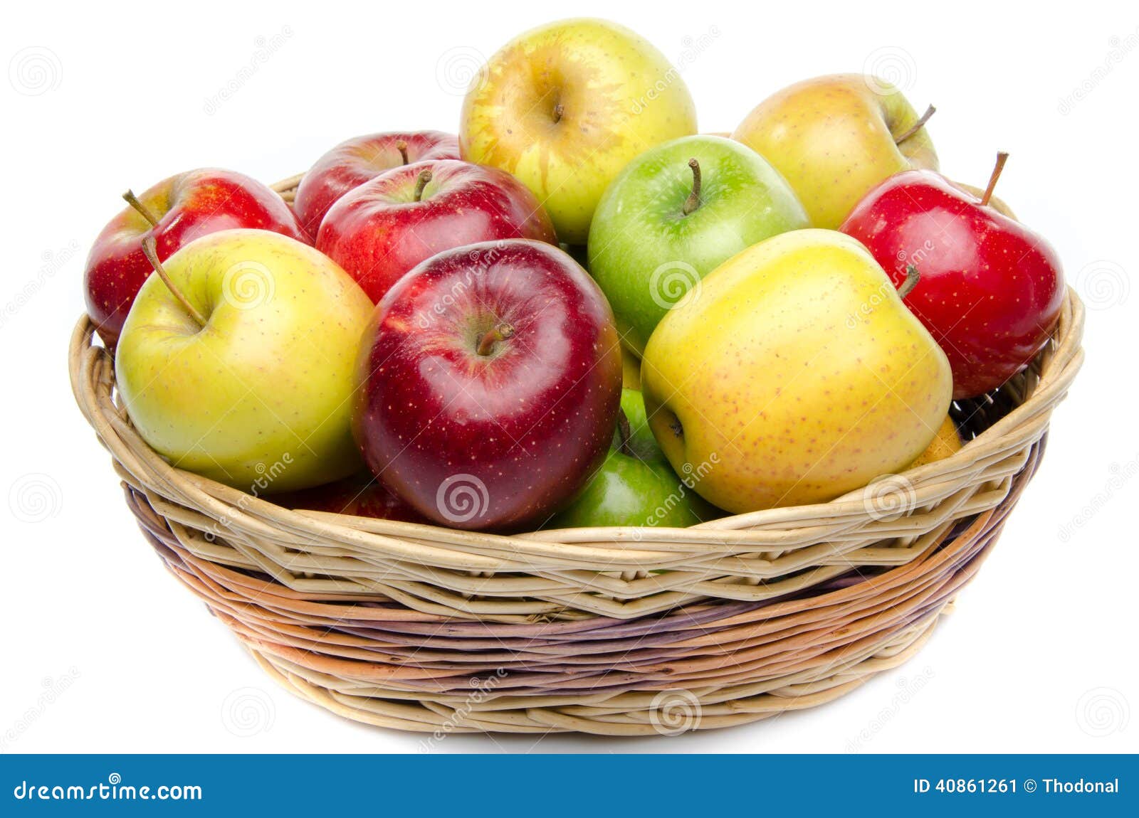 Different Sorts of Apples in a Basket Stock Image - Image of organic ...