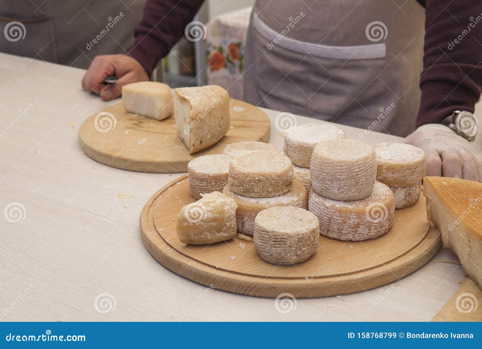 Different Sorts of Italian Cheese Wheels at a Market Stock Image ...