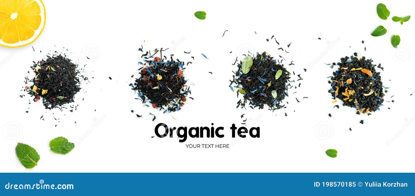 Different Sorts of Tea on White Background. Long Header Banner Format ...