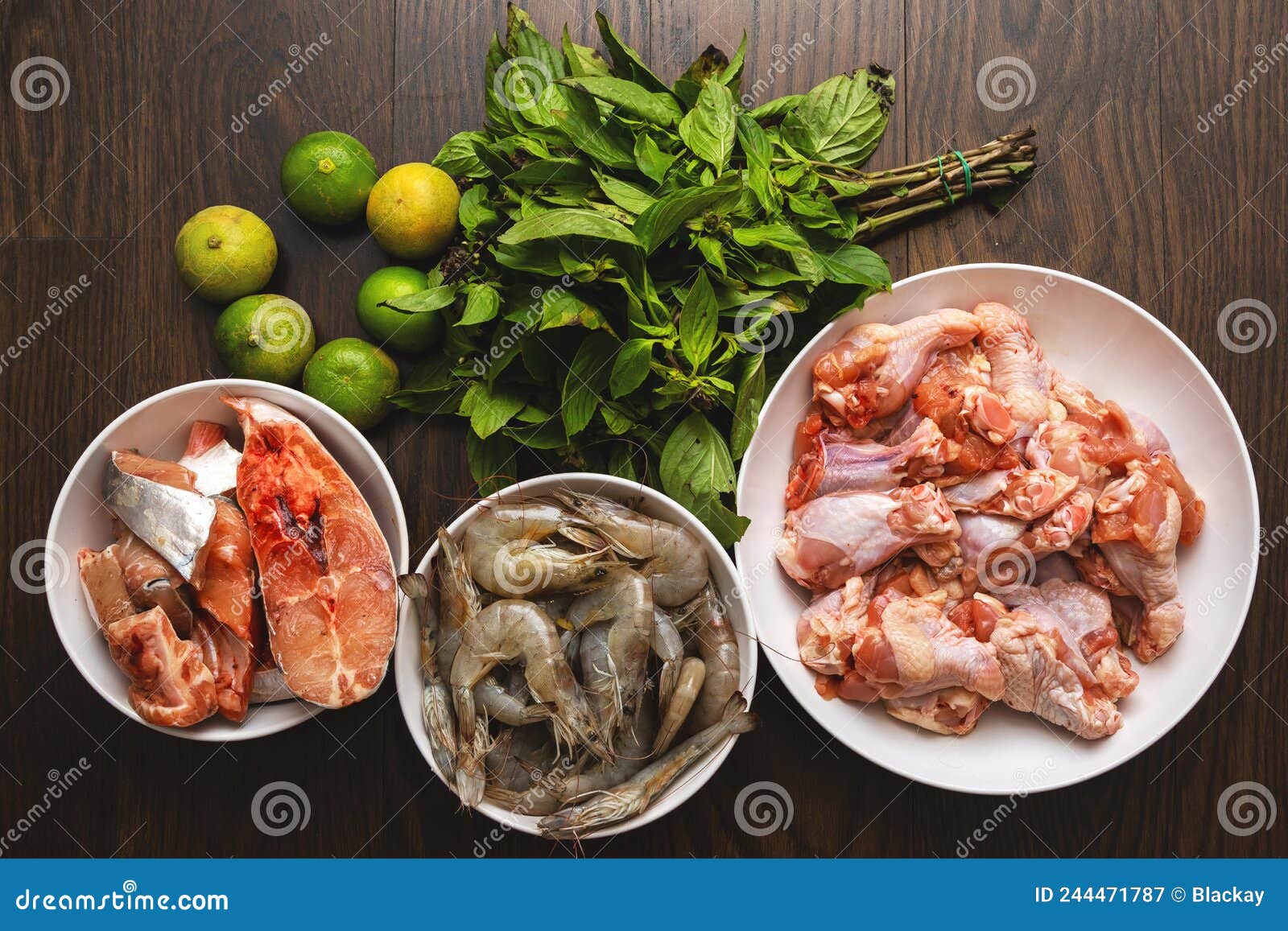 Different Sources of Protein - Fish, Prawns and Chicken Stock Image ...
