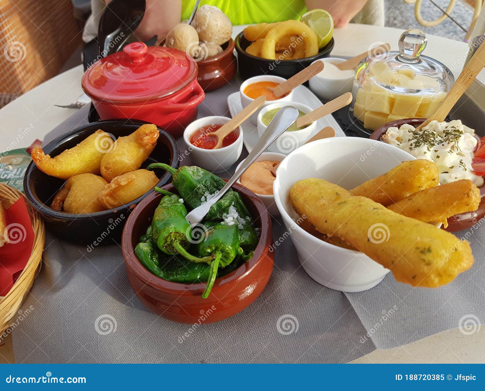 Different Spanish tapas stock image. Image of bread - 188720385