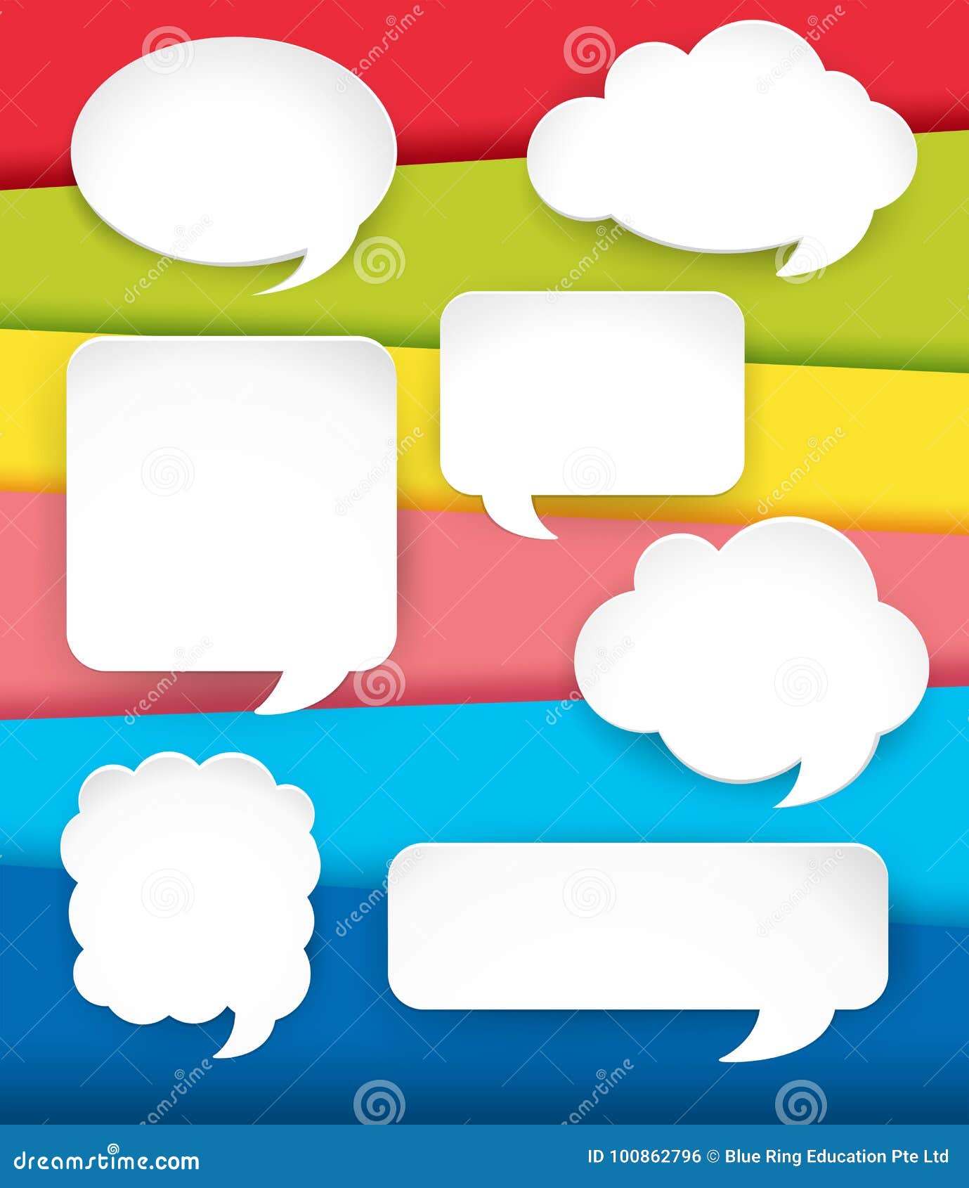 Different Speech Bubbles on Rainbow Background Stock Vector ...