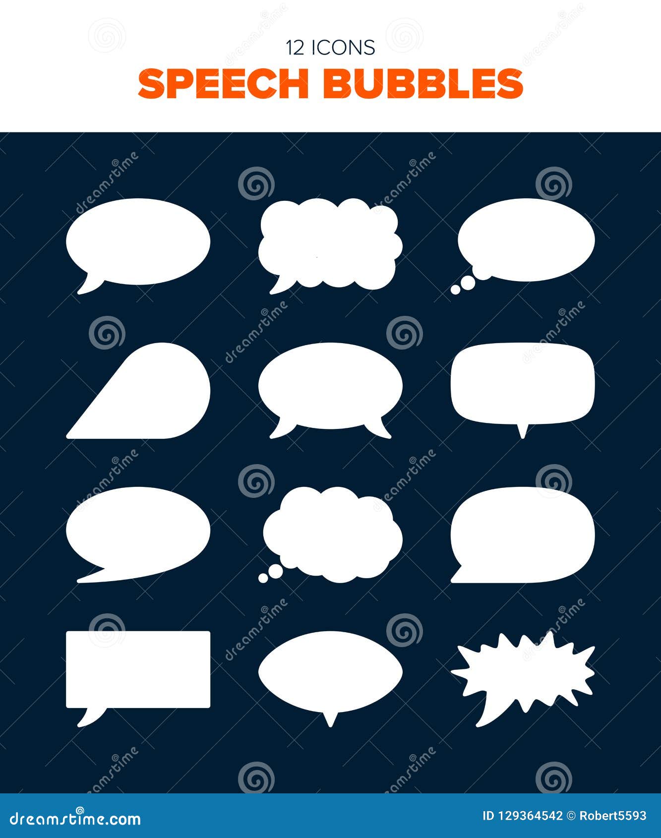 12 speech bubbles stock vector. Illustration of whisper - 129364542