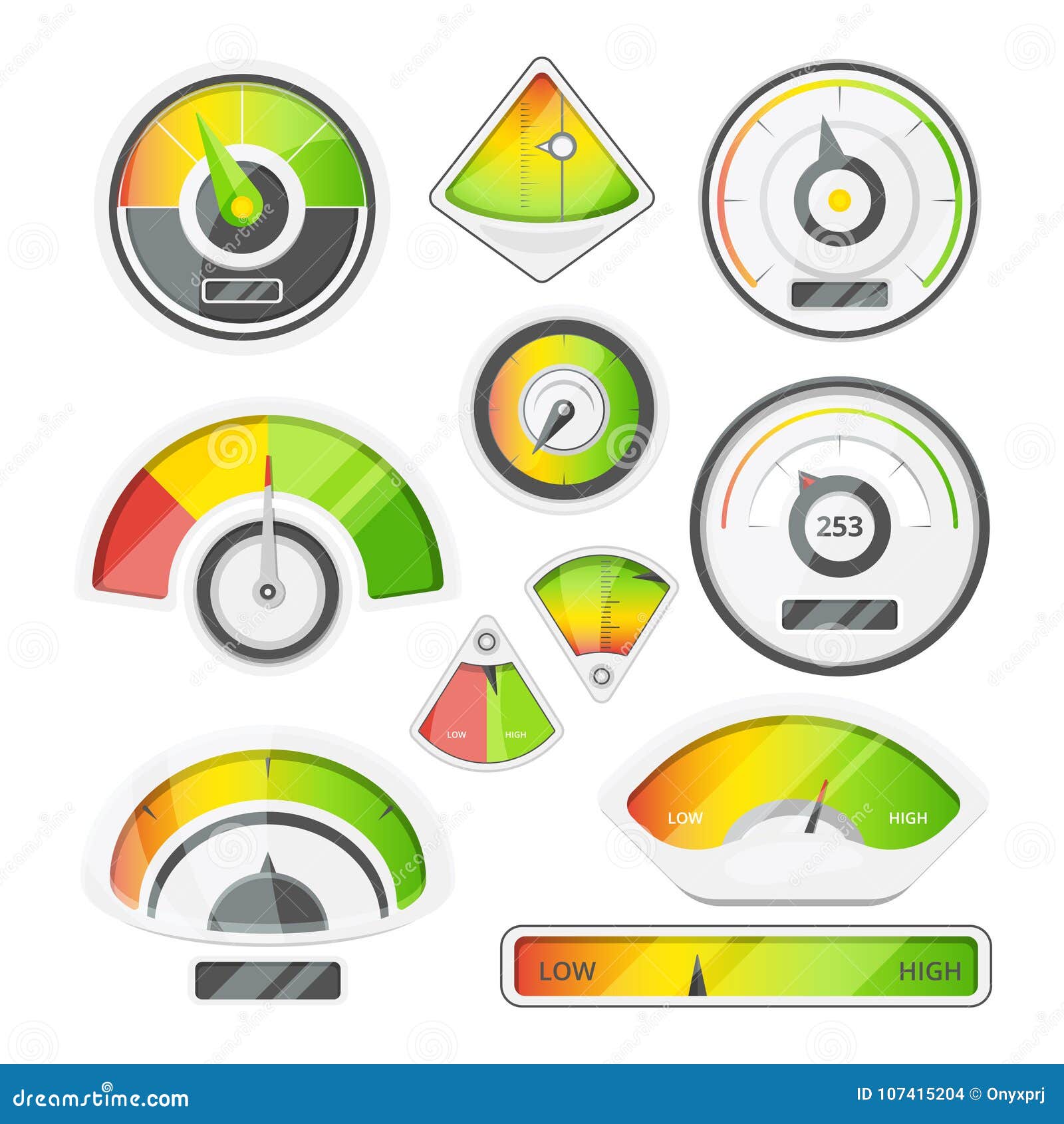 Different Speed Indicators. Vector Pictures of Speedometers and ...