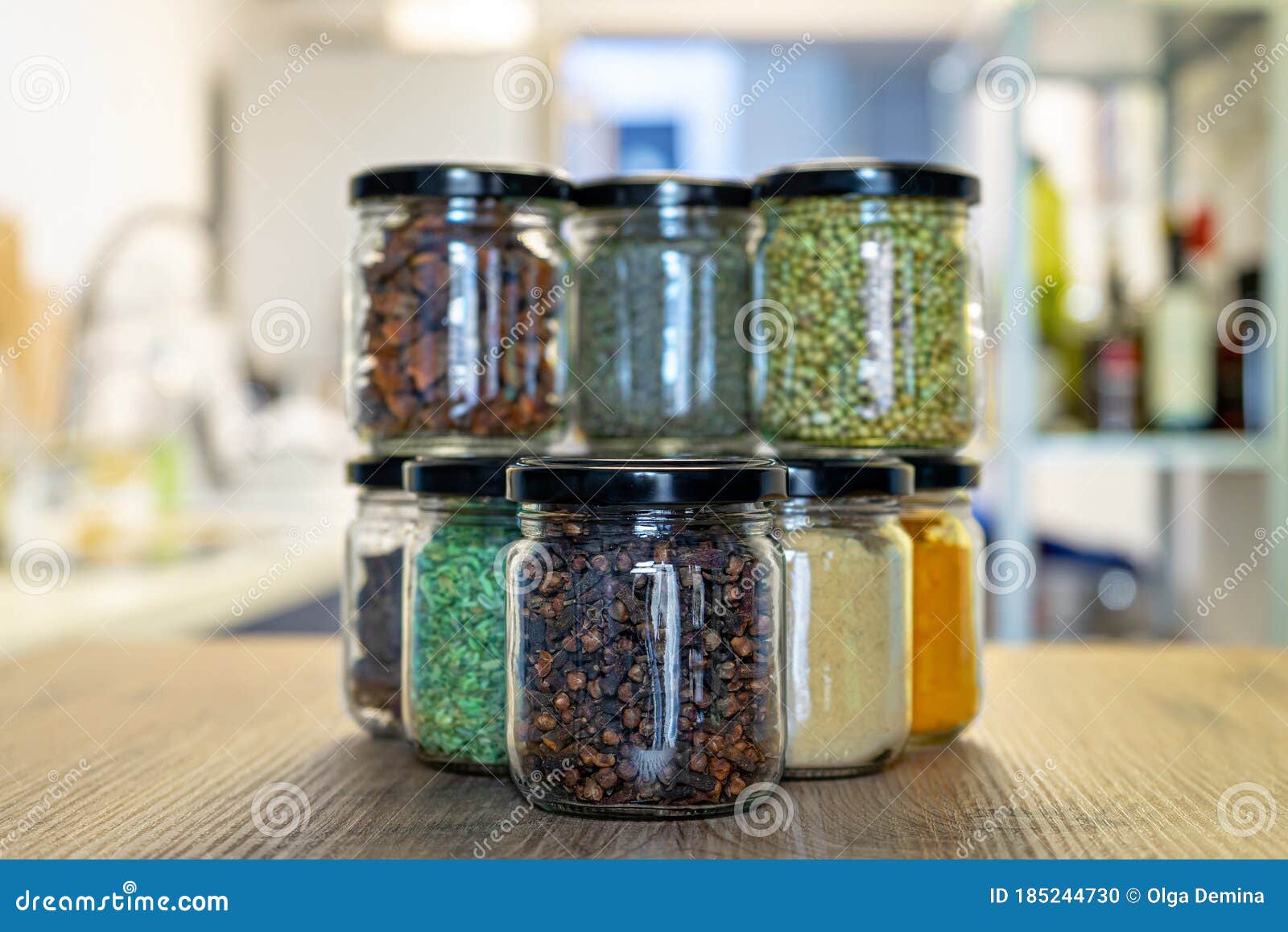 Different Spice and Herb in Glass Jars for Cooking, Indian Spices ...
