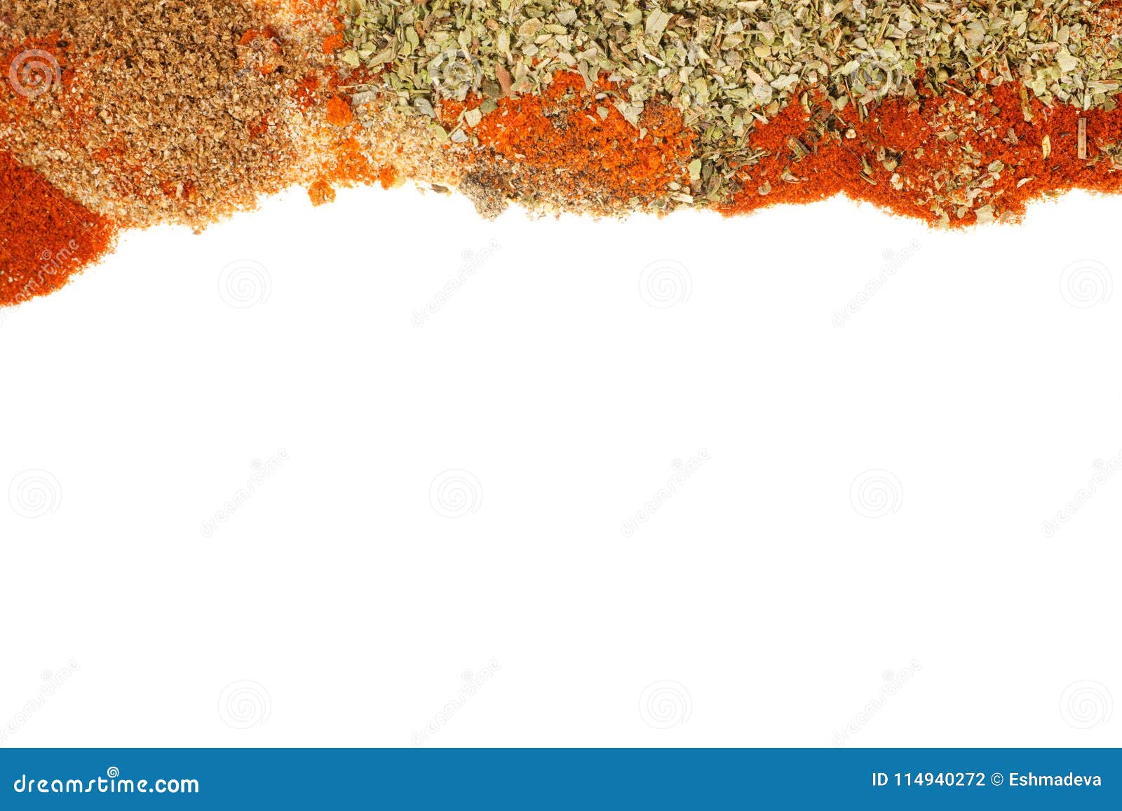 Different Spices and Herbs Border on White Stock Photo - Image of ...