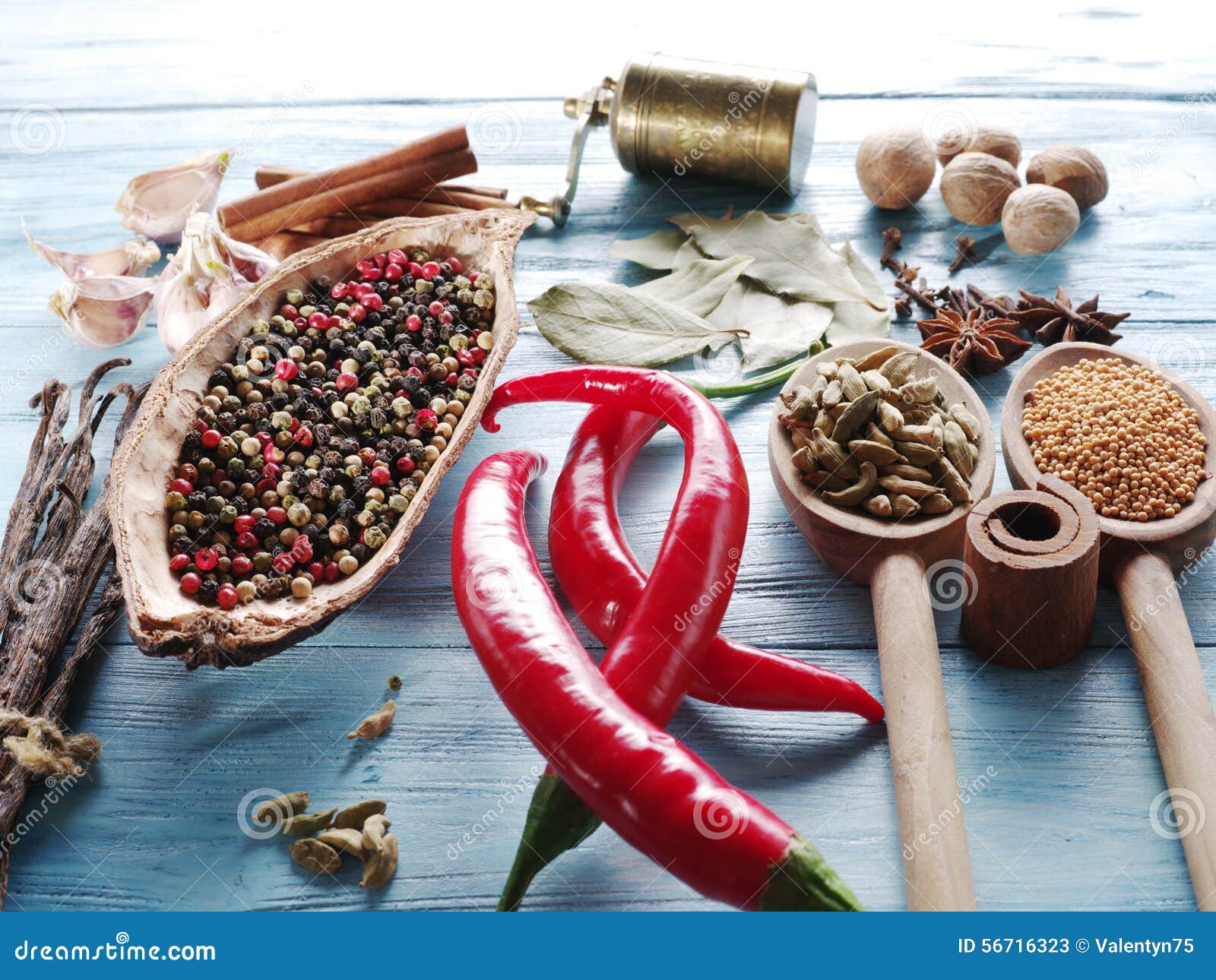 Different spices. stock image. Image of flavour, garlic - 56716323