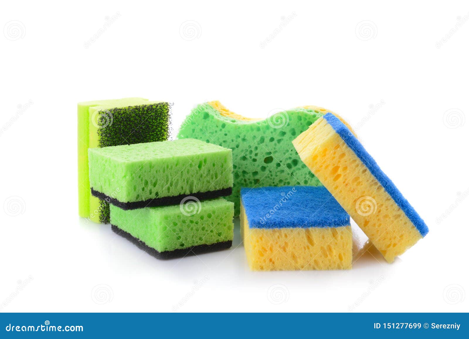 Different Sponges for Cleaning on White Background Stock Image - Image ...
