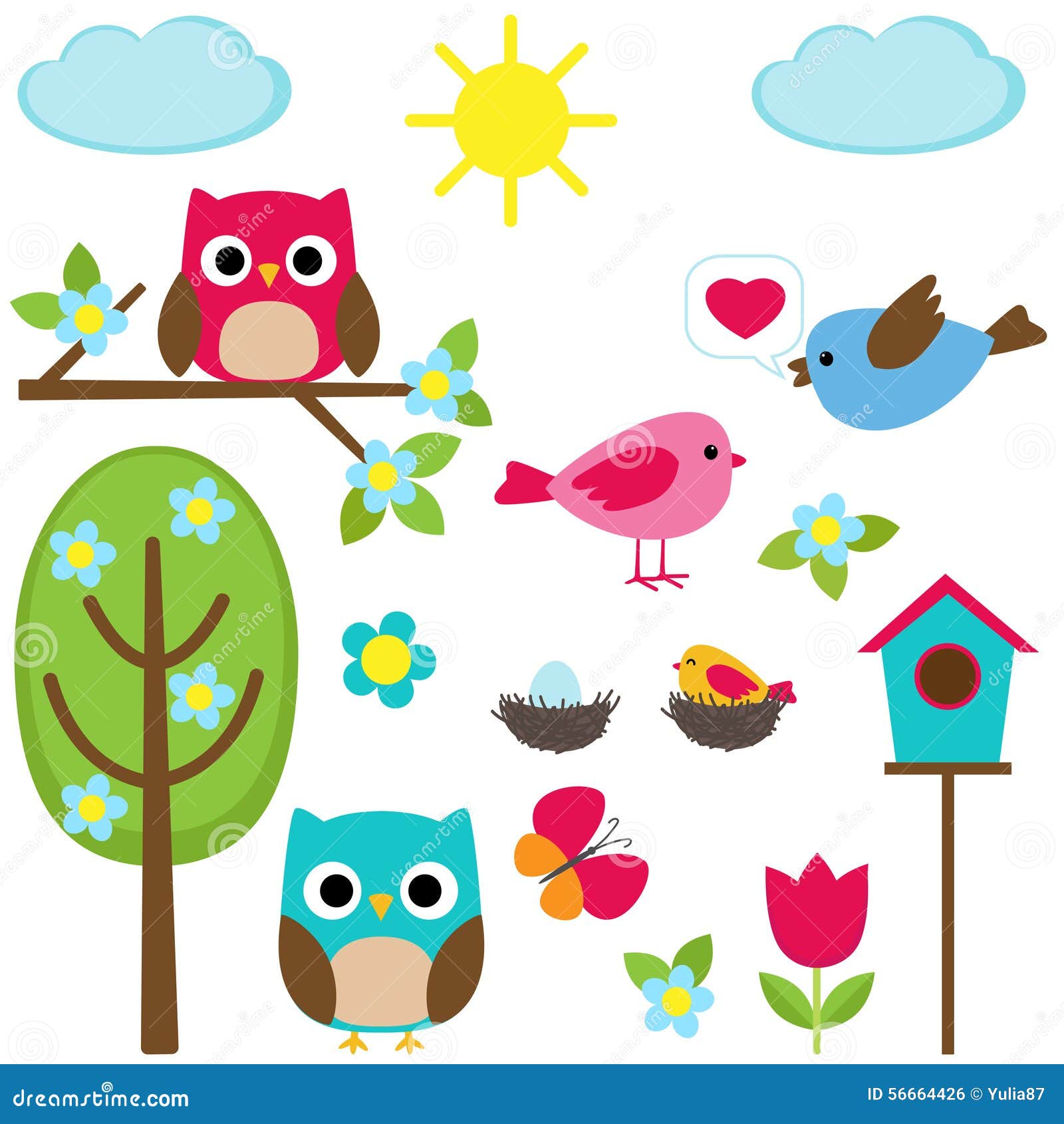 Different spring elements stock vector. Illustration of forest - 56664426