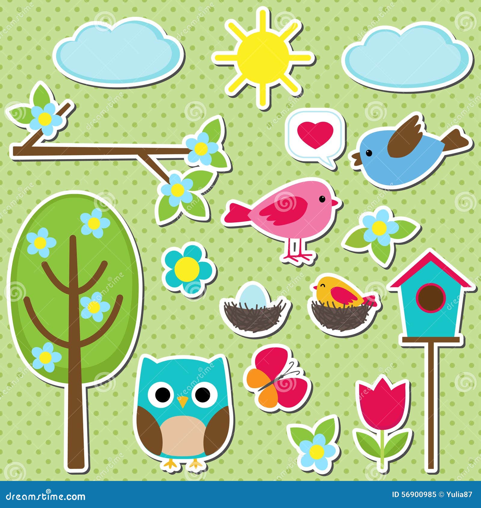 Different spring elements stock vector. Illustration of bird - 56900985