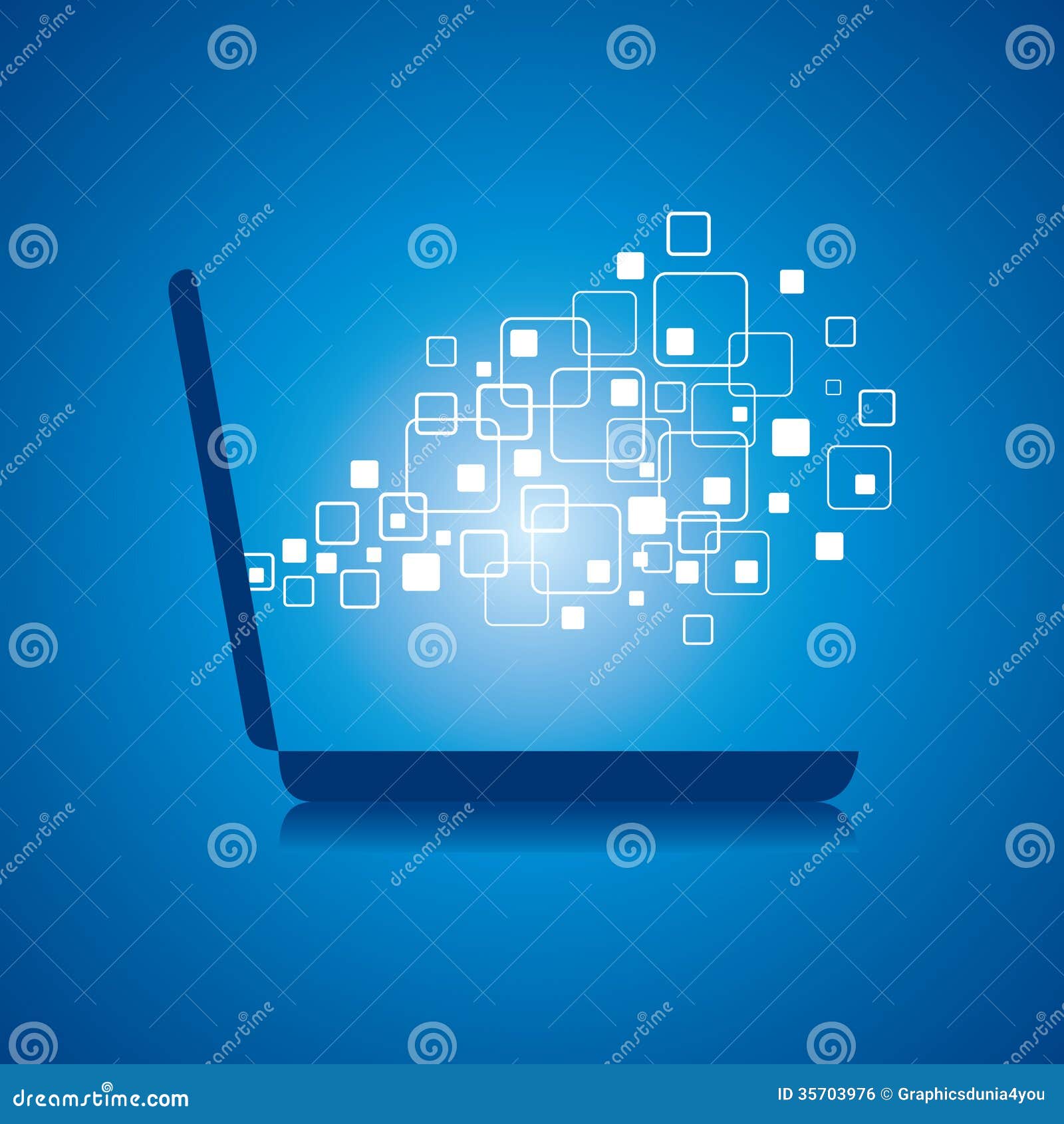 Different Squares Comes from Laptop Stock Vector - Illustration of ...