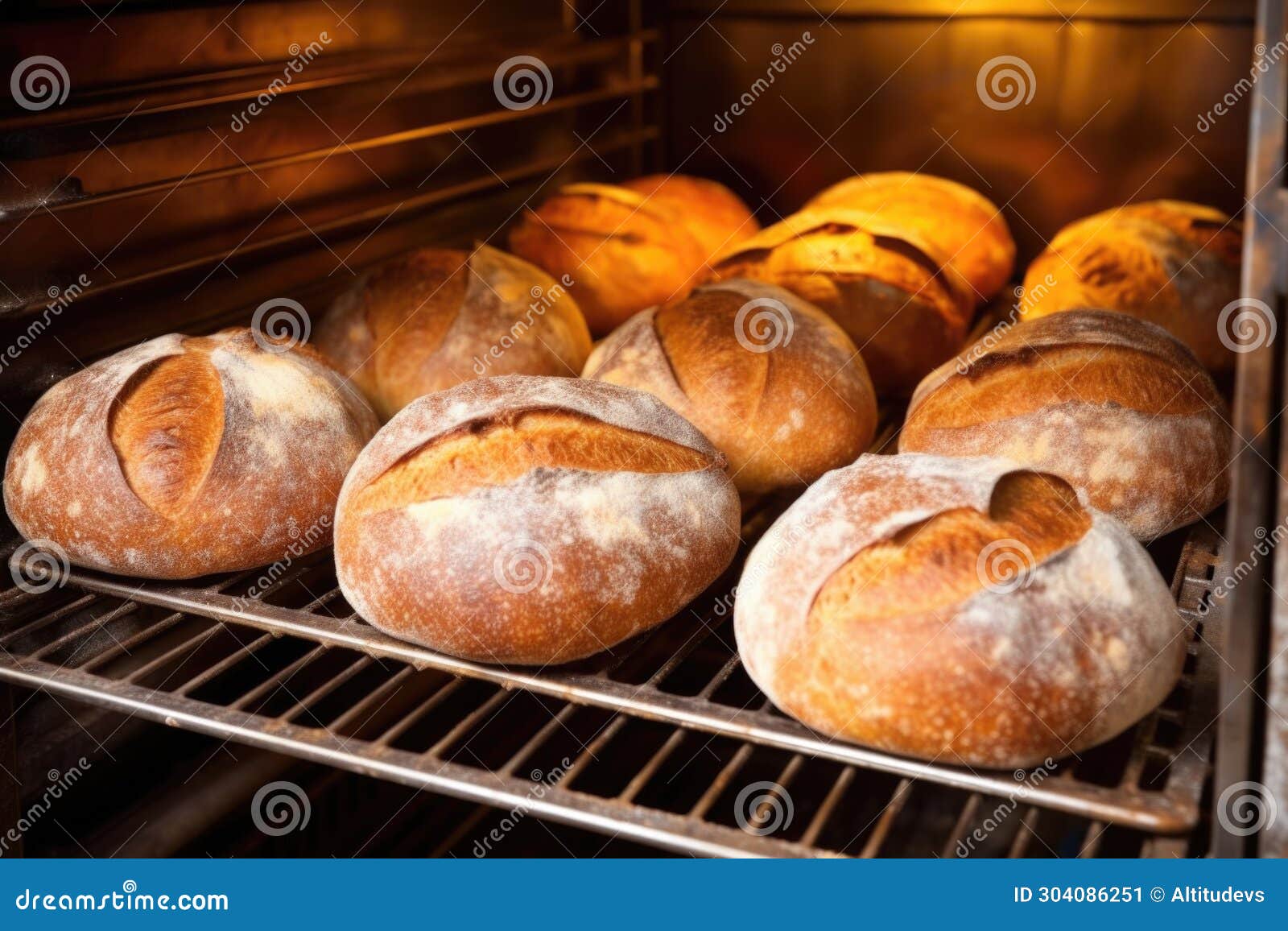 Different Stages of Bread Baking in a Large Oven Stock Image - Image of ...