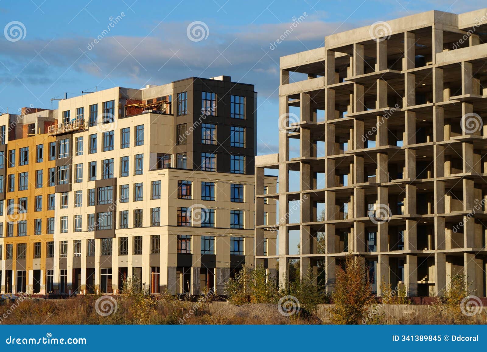 Different Stages of Construction. Frame of Unfinished Concrete ...