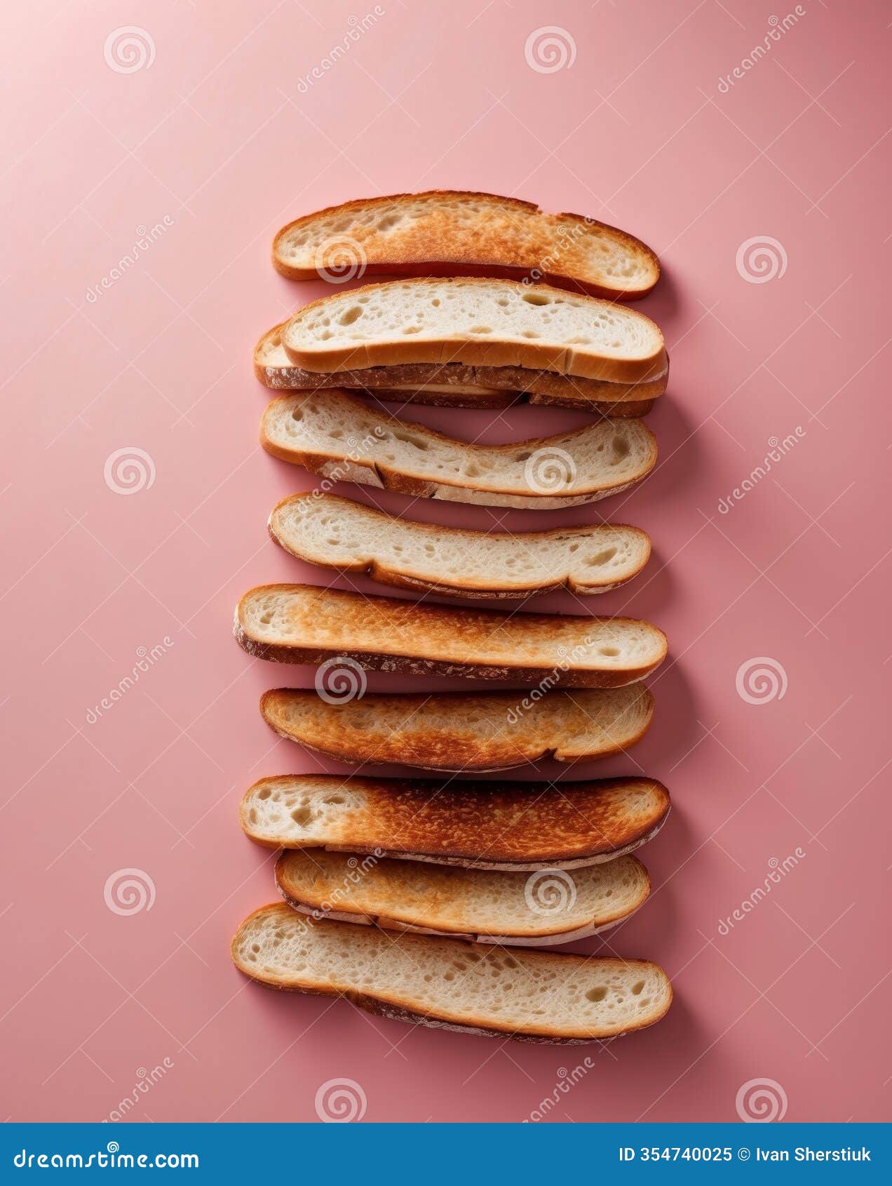 Different Stages of Toasted Bread Arranged on a Pink Background ...