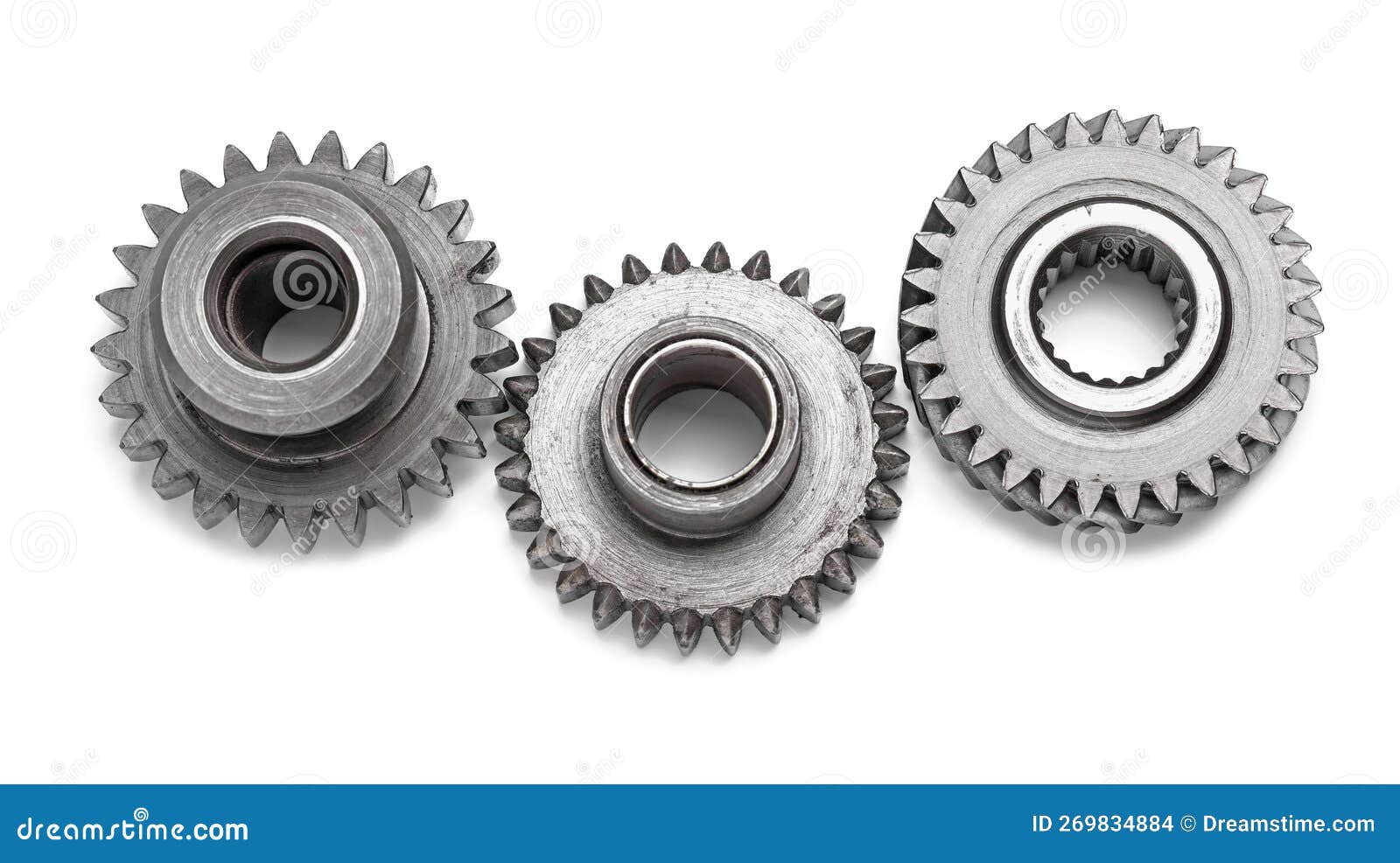 Different Stainless Steel Gears on White Background Stock Photo - Image ...