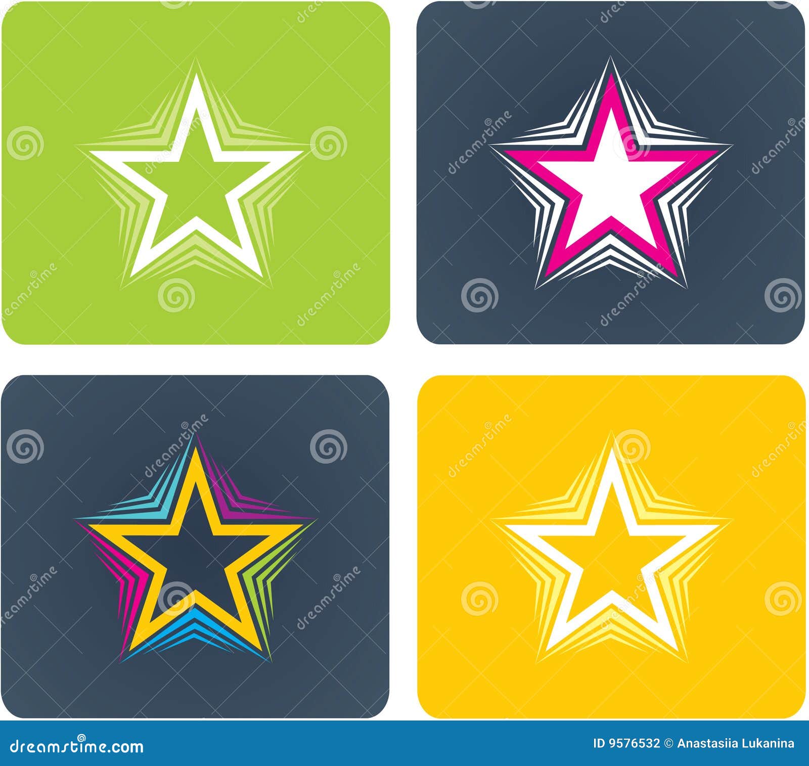 Different Star Symbols - Vector Illustration Set - Isolated On ...