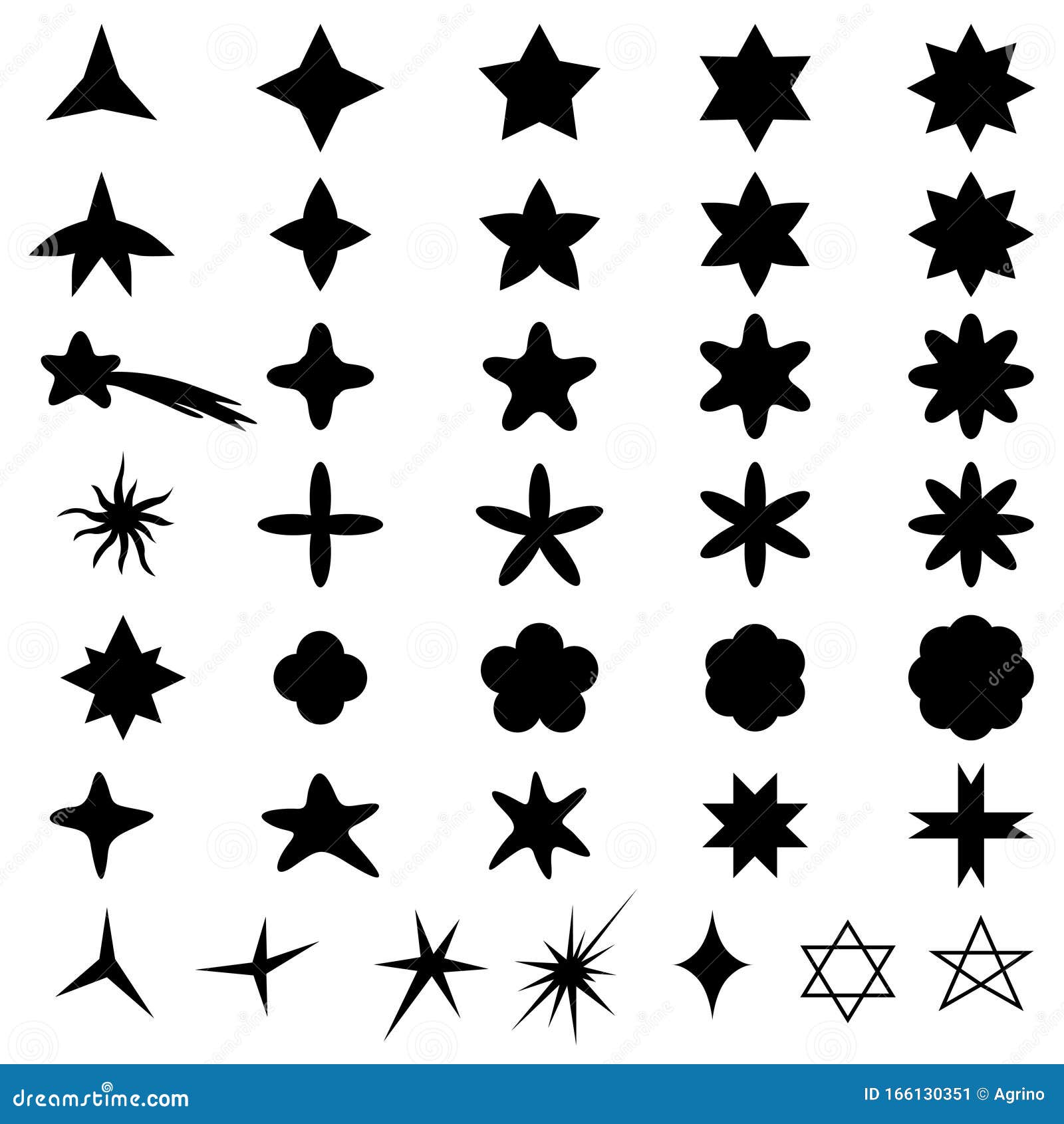 Different star set stock vector. Illustration of point - 166130351