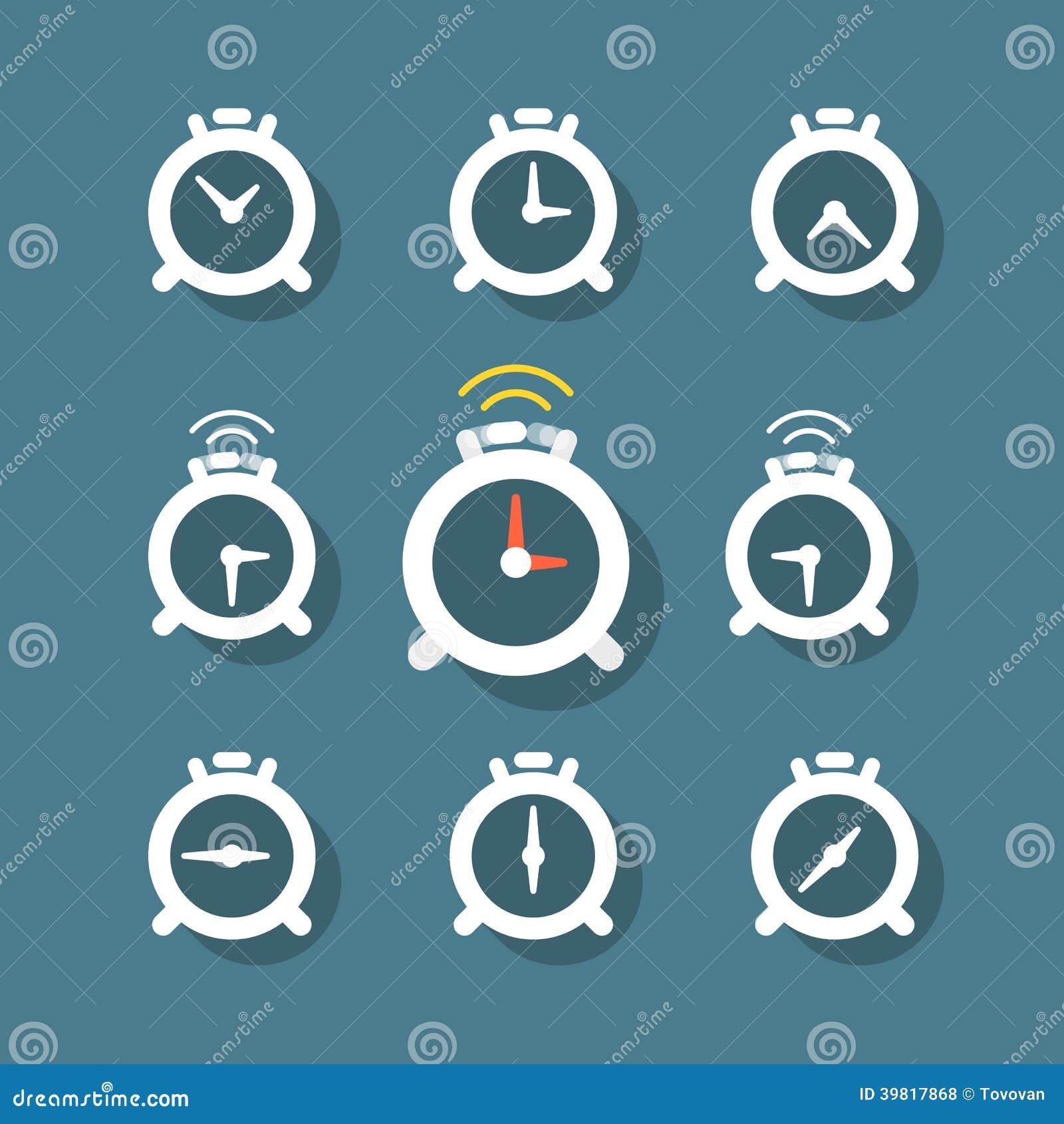 Different status of clocks stock vector. Illustration of flat - 39817868