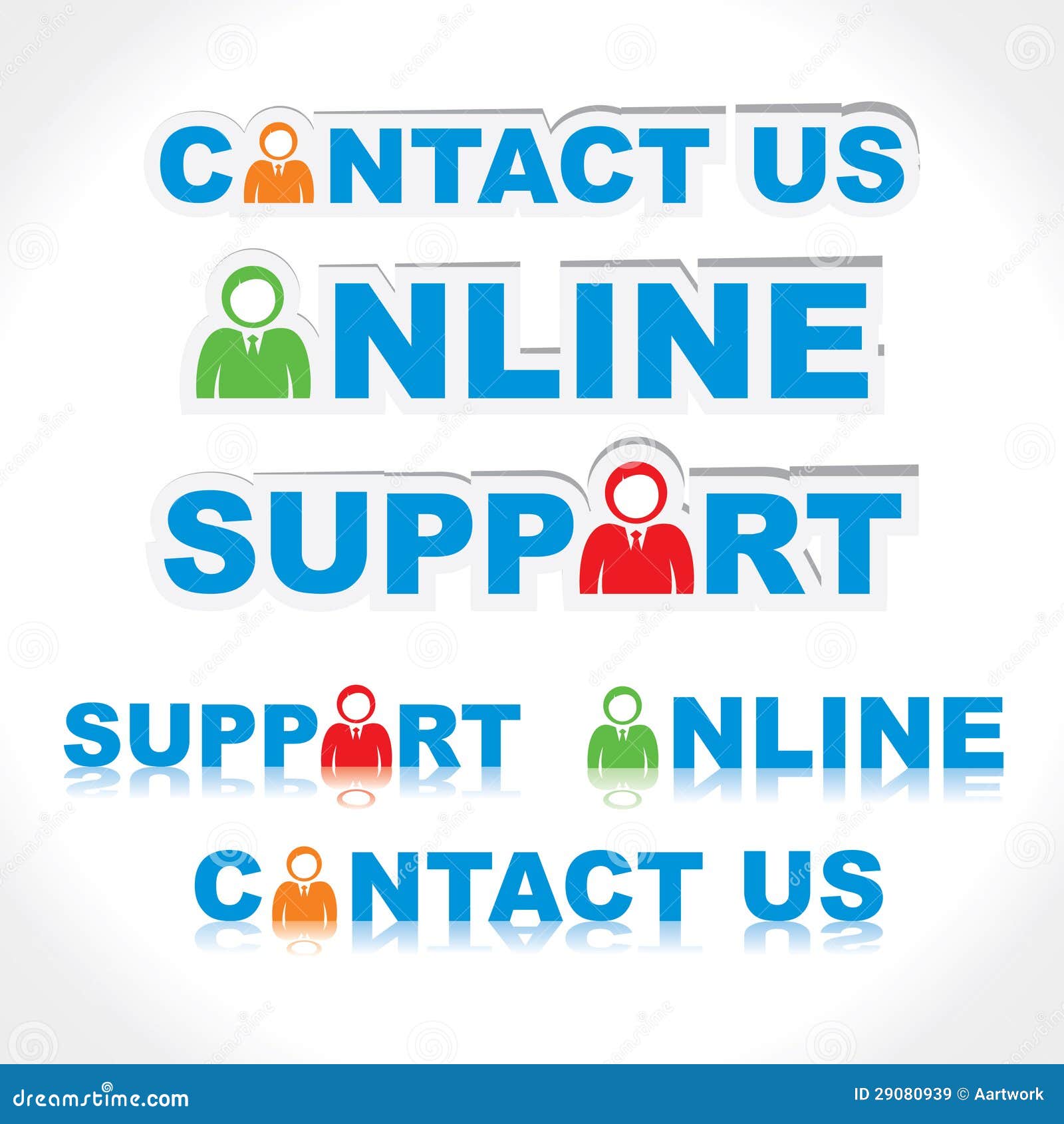 Different Sticker of on-line , Support, Contact Us Stock Vector ...