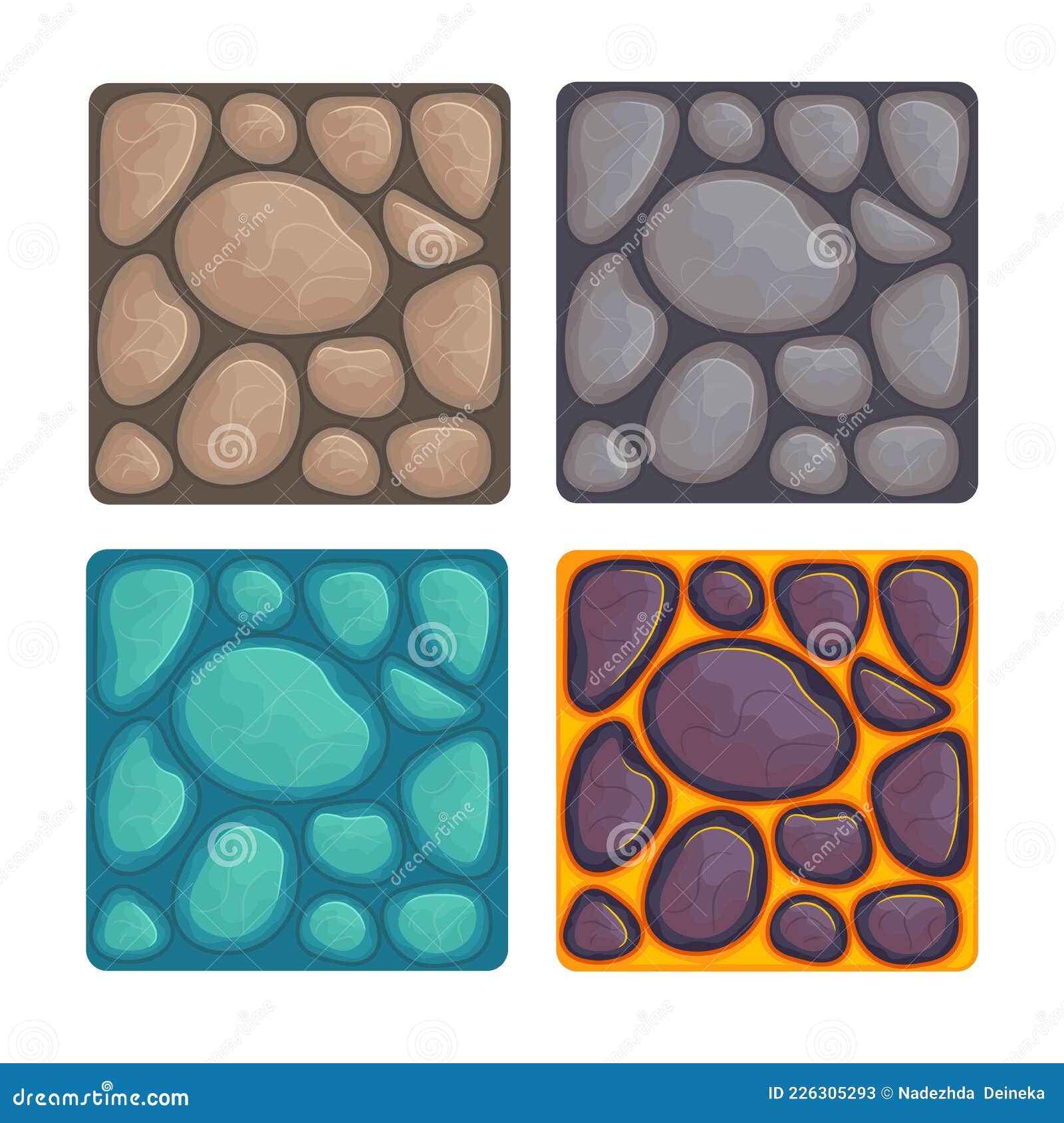 Different Stone Textures for the Game. Vector Illustration Stock Vector ...