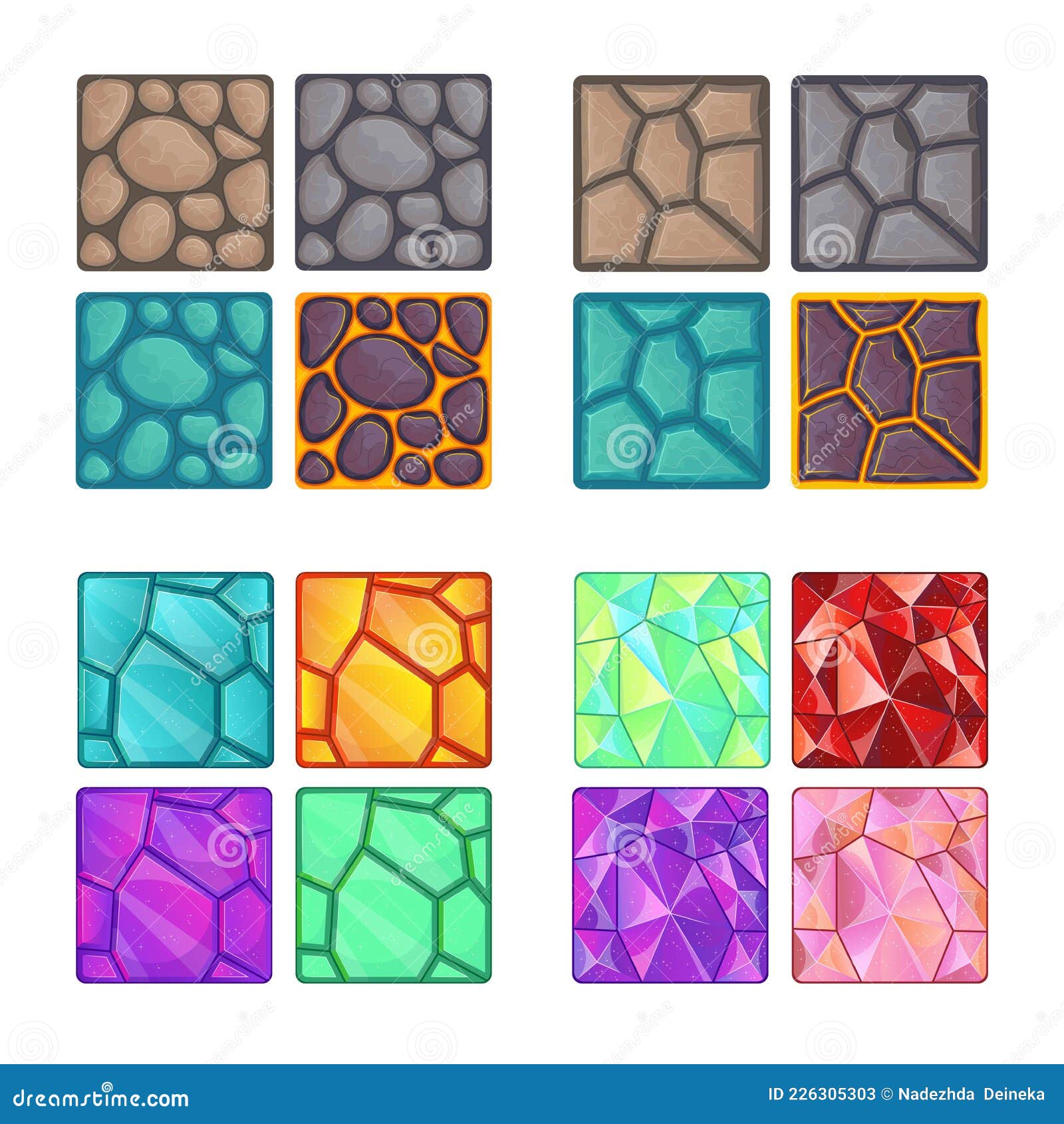 Different Stone Textures for the Game. Vector Illustration Stock Vector ...