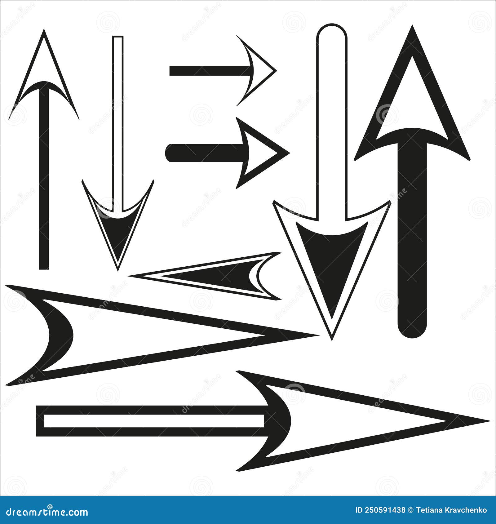 Different Straight Arrows. Set for Decorative Design. Graphic Elements ...