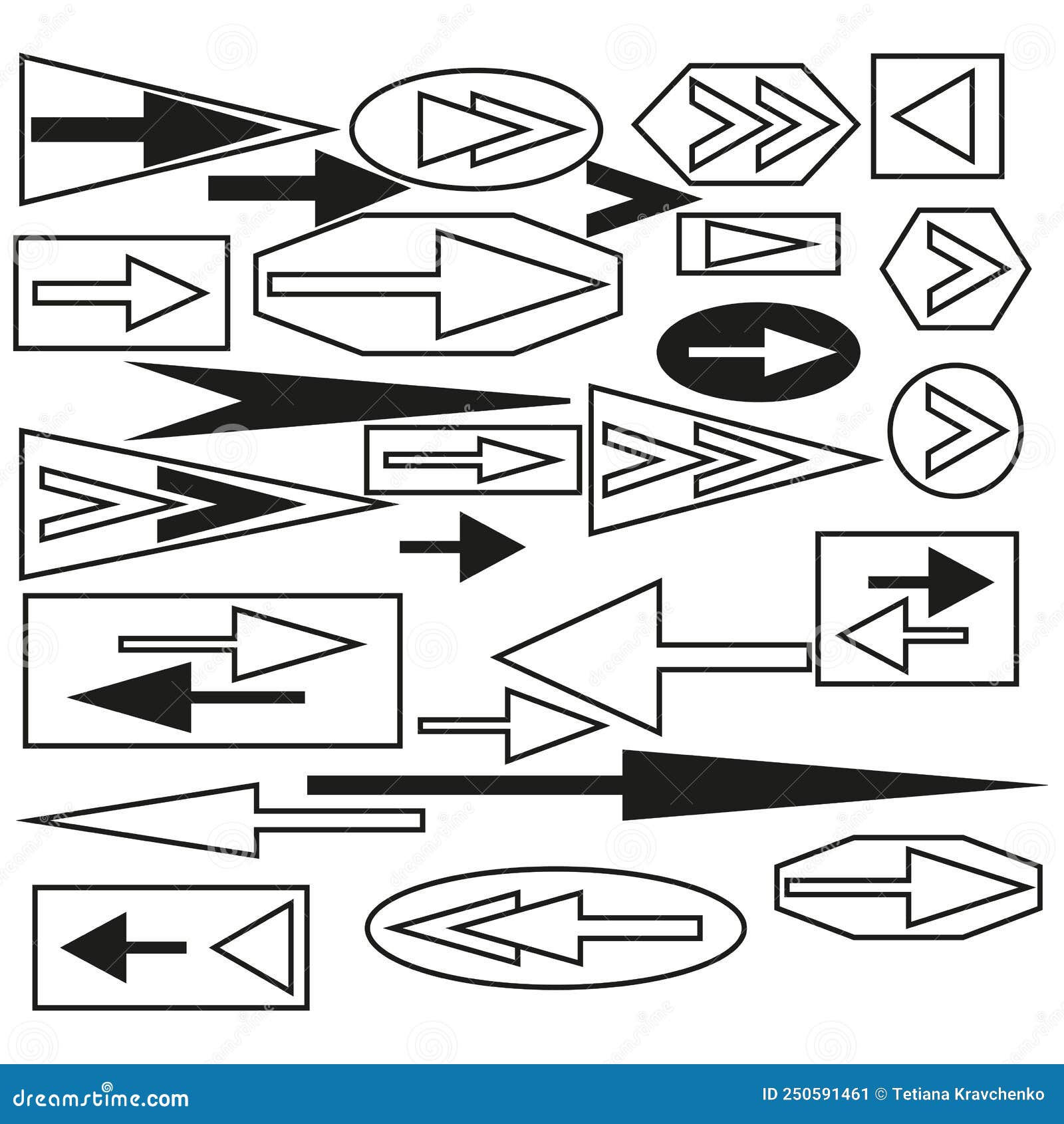 Different Straight Arrows. Set for Decorative Design. Graphic Elements ...