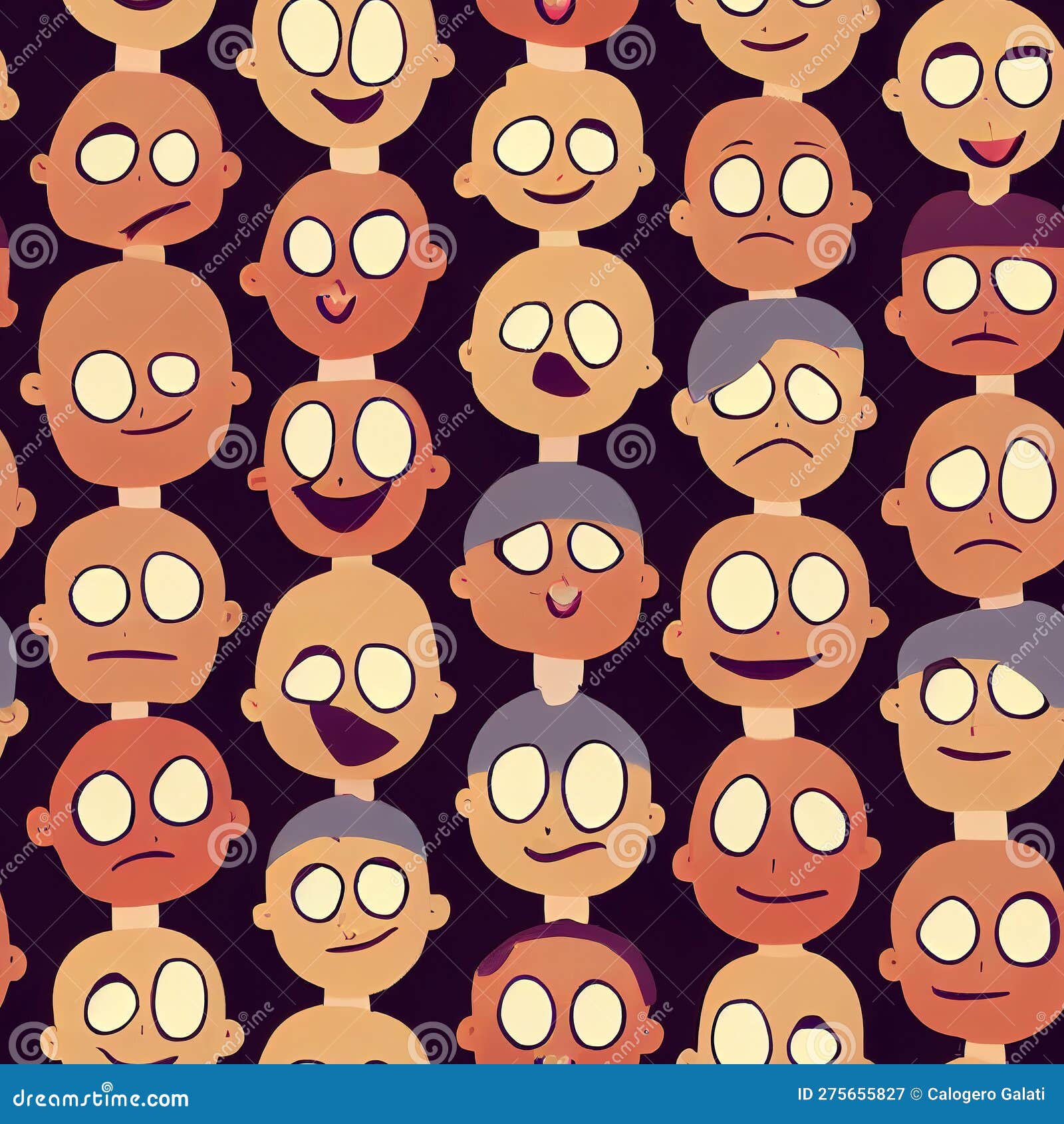 Different Strange Cartoon Faces with Different Emotions, Gift Card Art ...