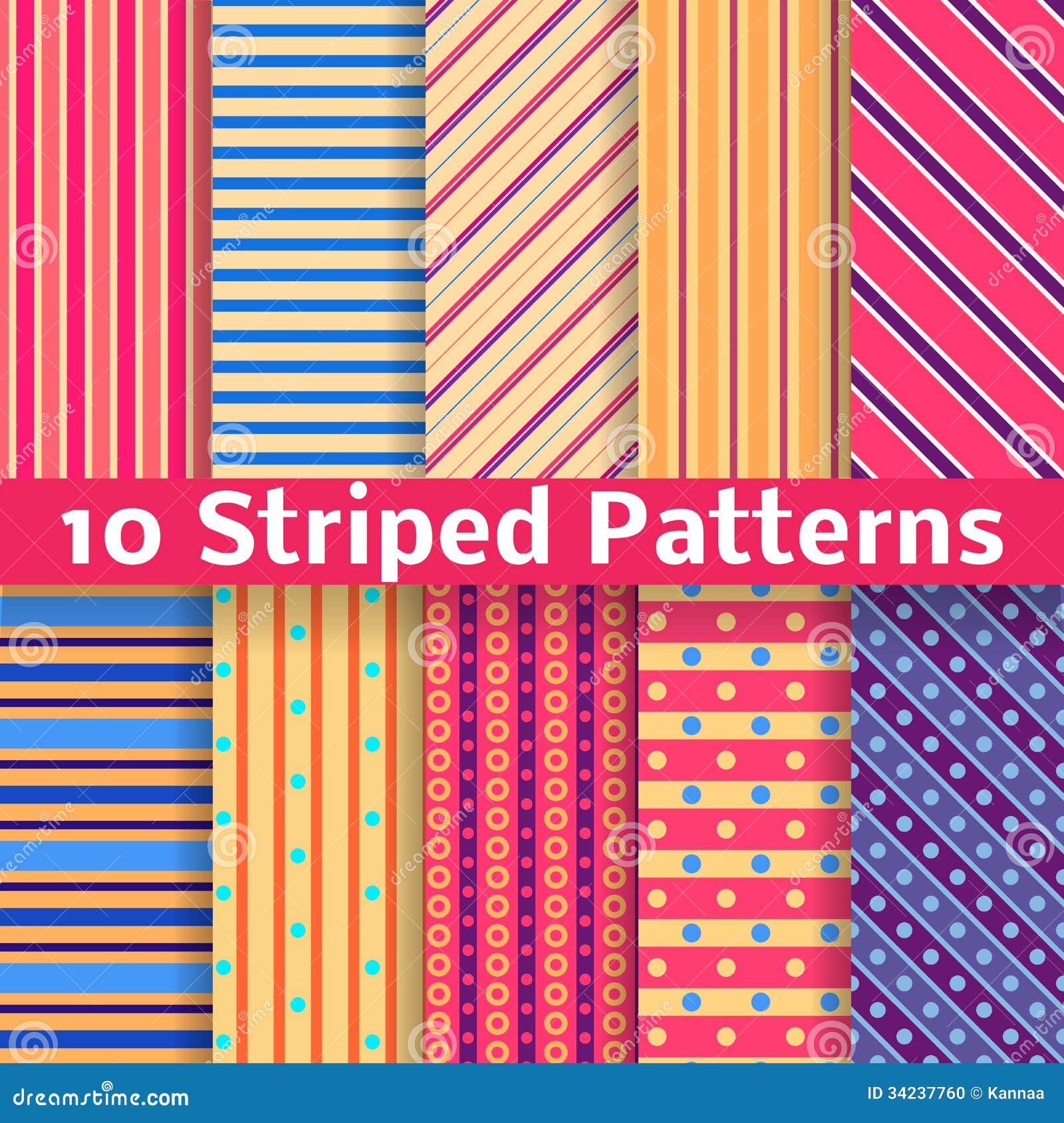 Different Striped Vector Seamless Patterns Stock Vector - Illustration ...