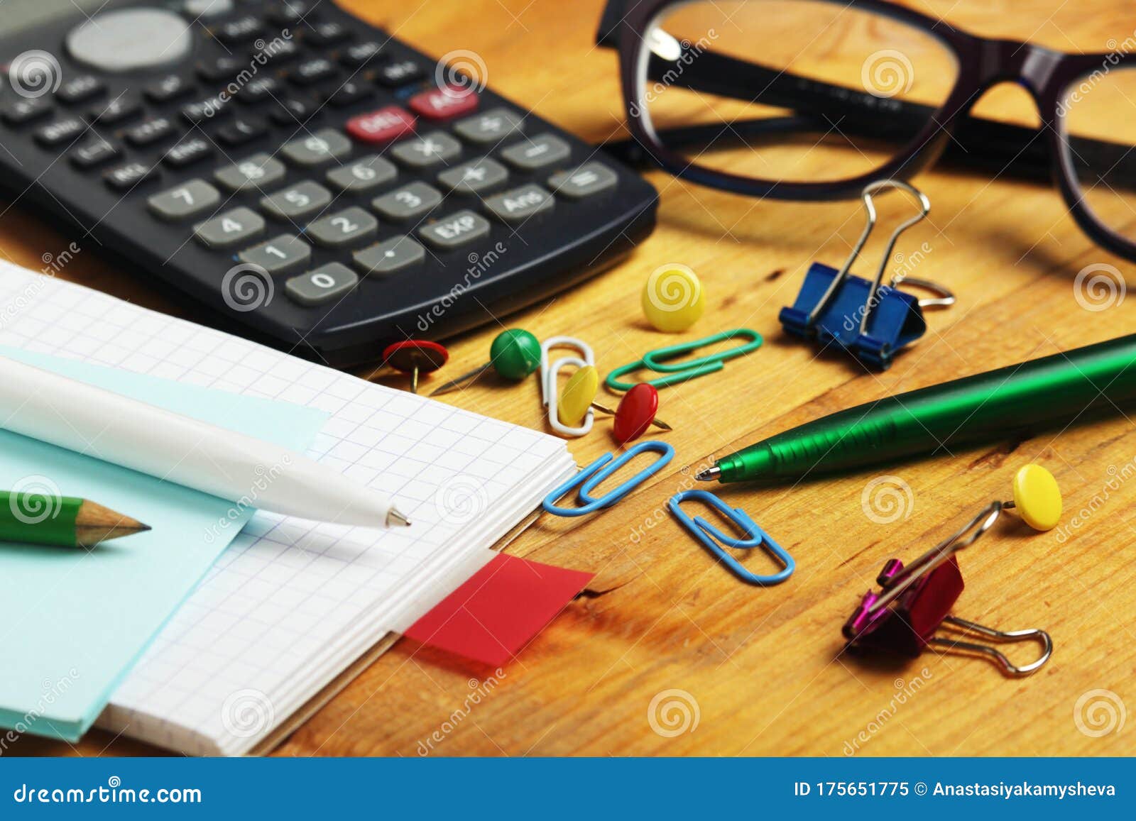 Different Study Equipment Ready for School Stock Image - Image of table ...