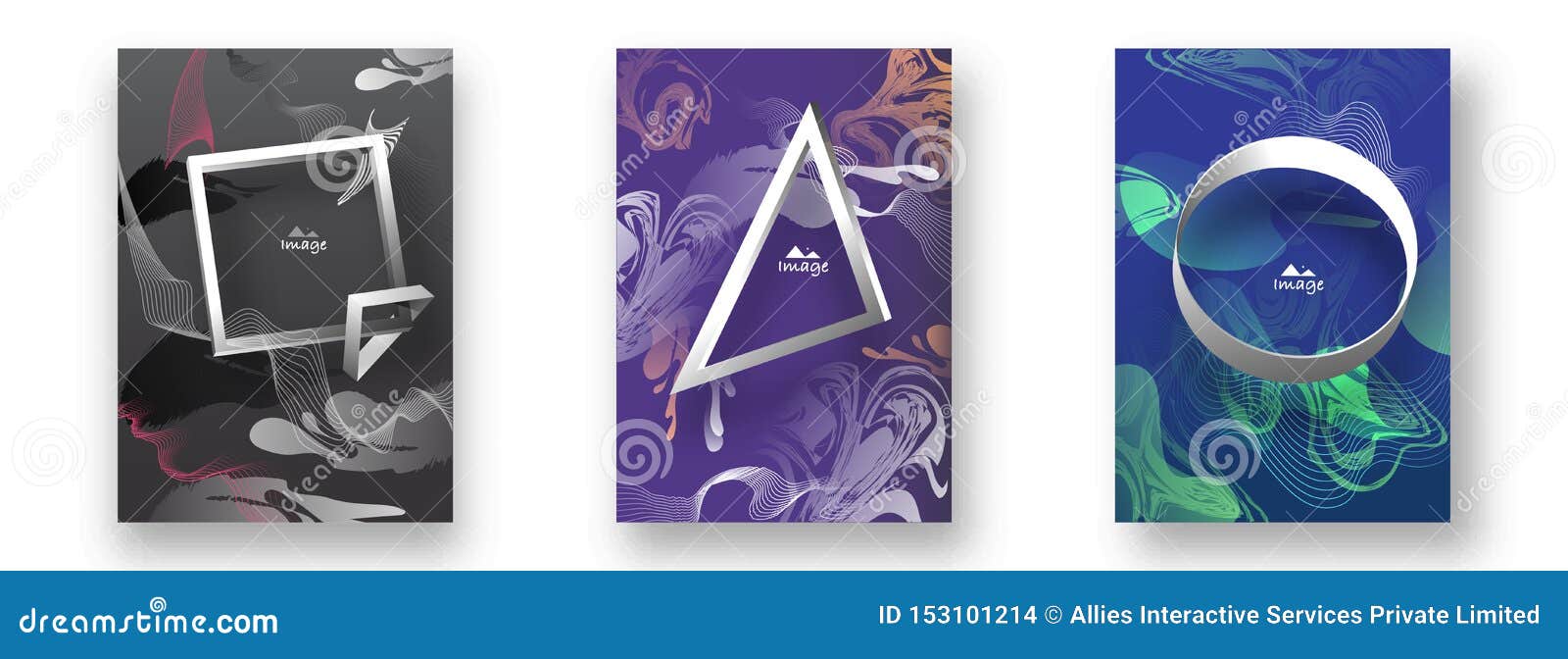 Different Style Geometric Abstract Elements Decorated Template. Stock ...