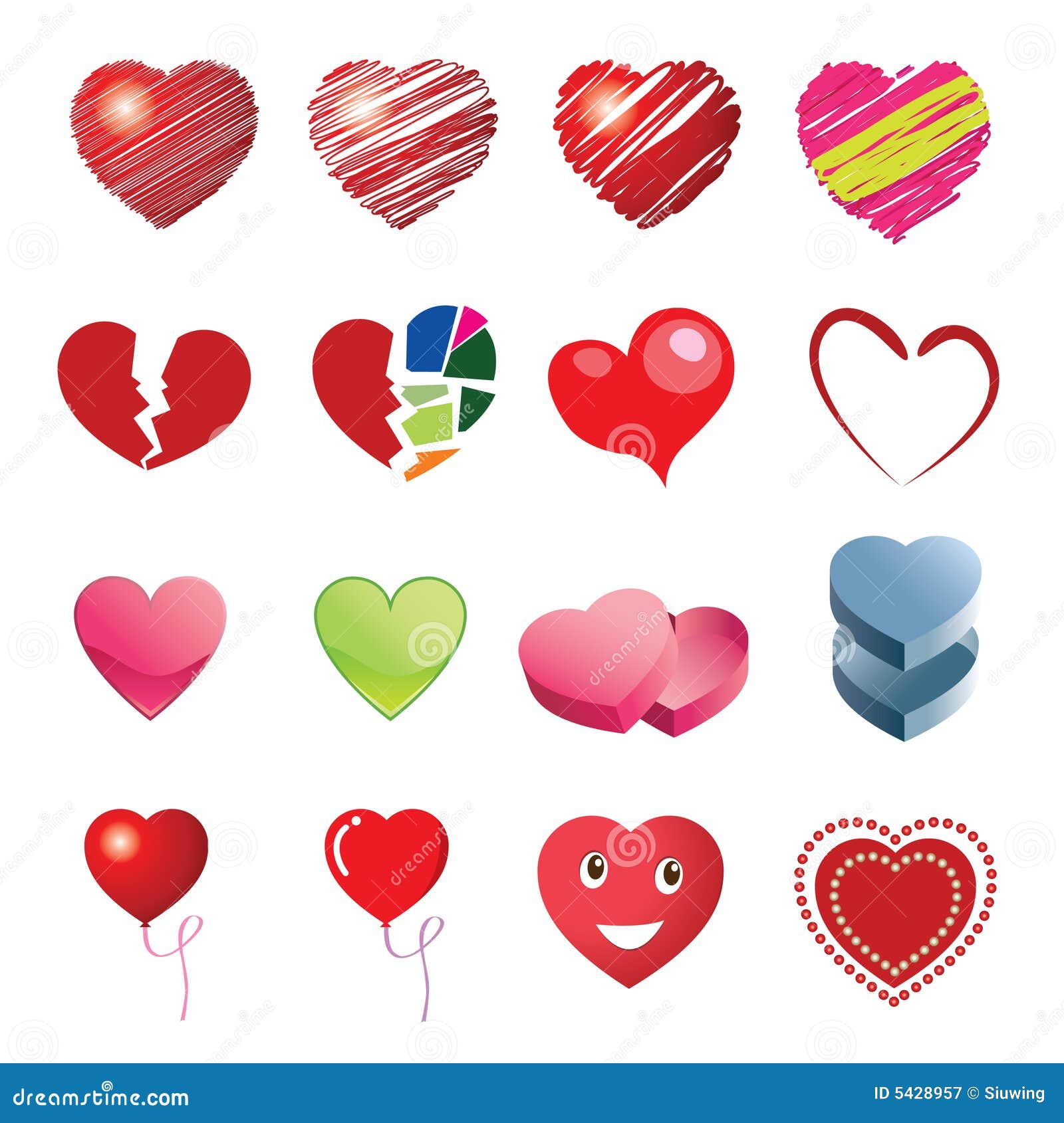 Different Style Heart Icons Stock Vector - Illustration of pink, idea ...