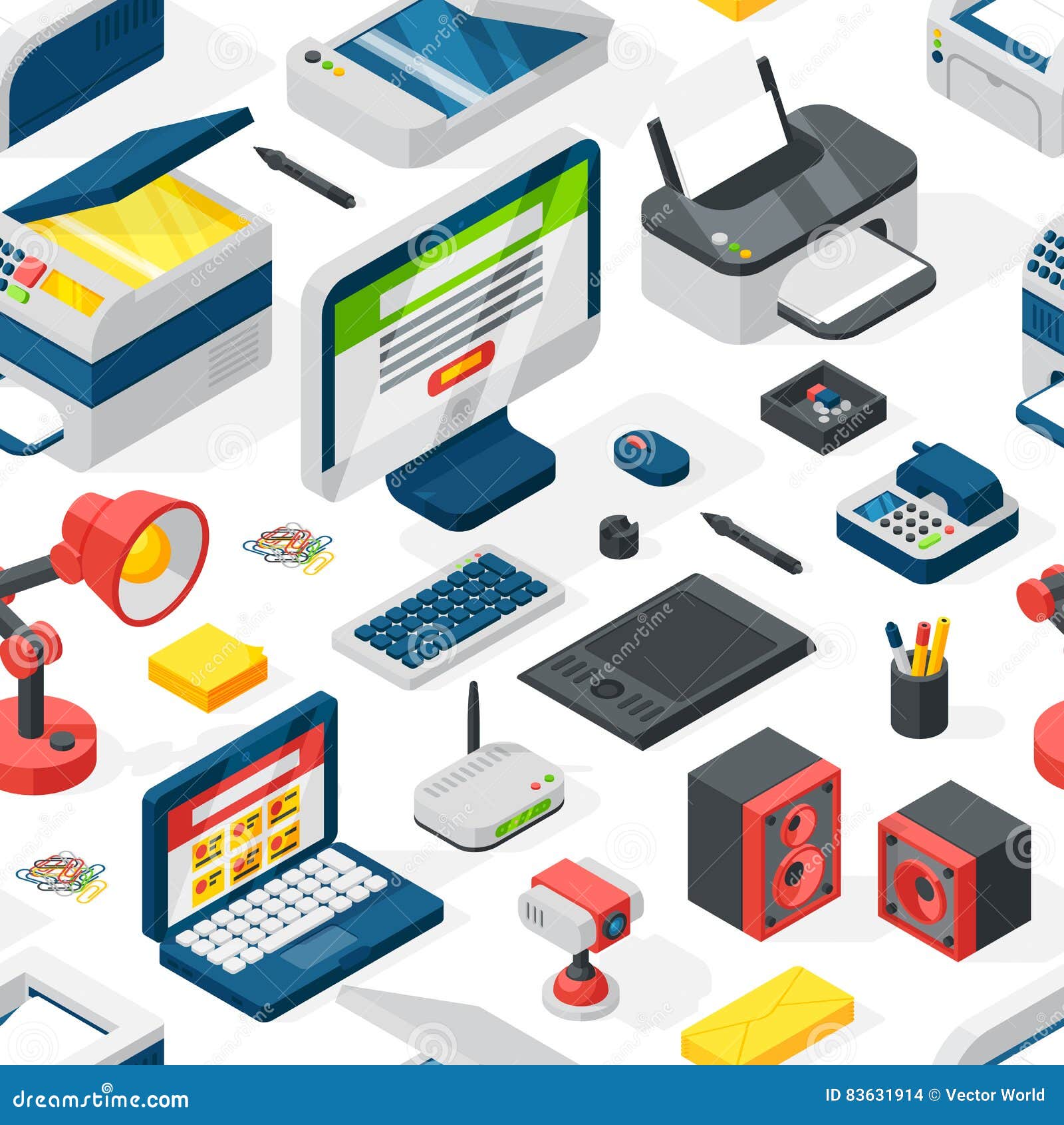 Different Style Technology Icons Seamless Pattern Vector. Stock Vector ...