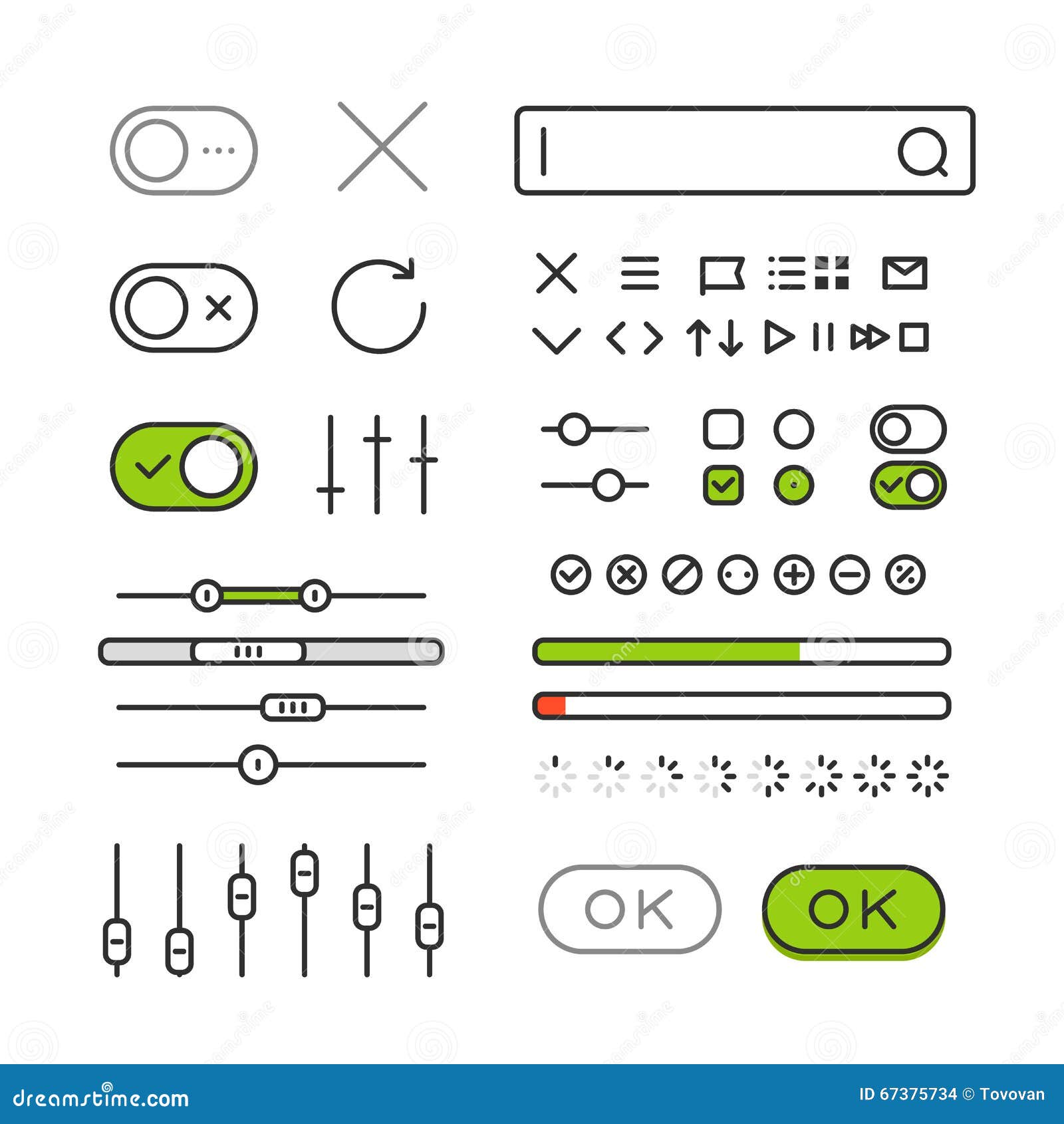 Different Style Trendy Interface Vector Elements and Pictograms Stock ...