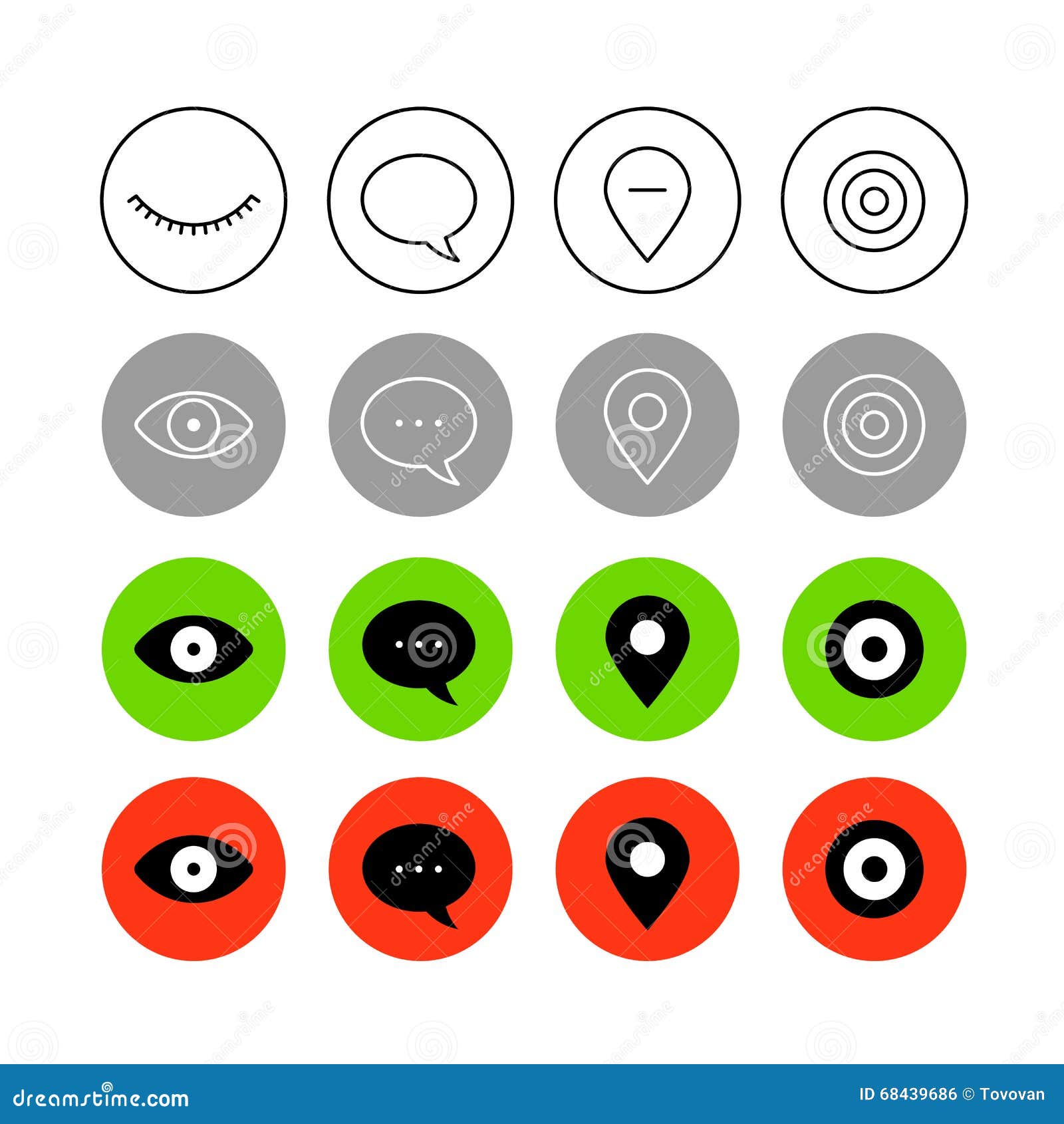 Different Style Trendy Interface Vector Icons Set Stock Vector ...
