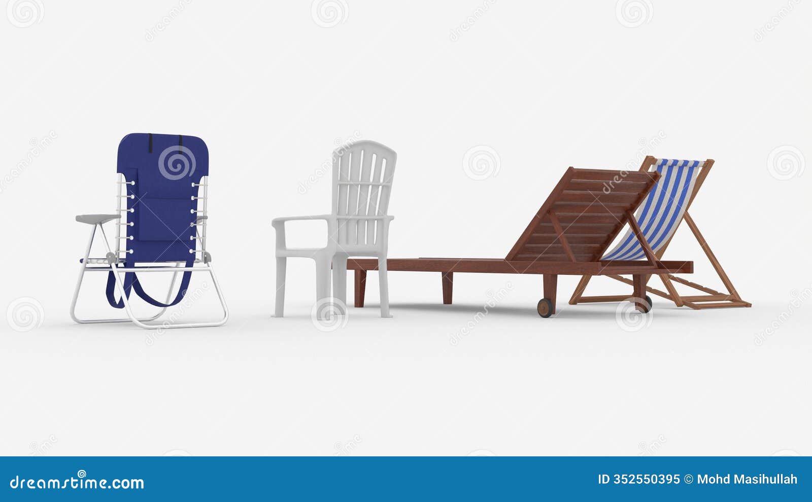 Different Styles Pools Chair with White Background Stock Image - Image ...