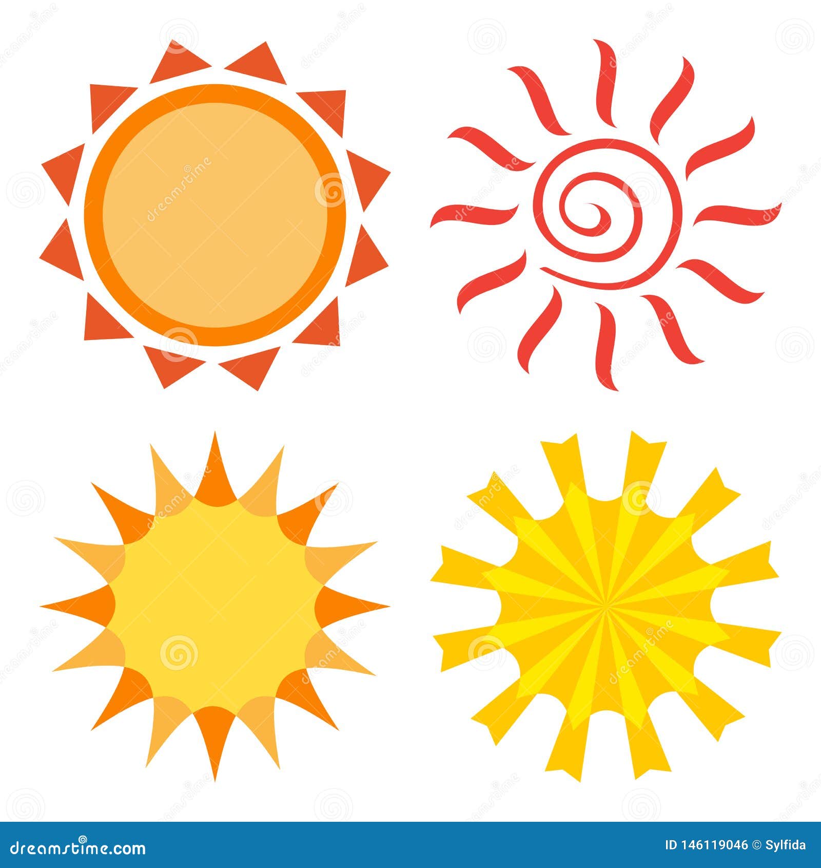 Different Sun, Colored Set, Vector Stock Illustration - Illustration of ...