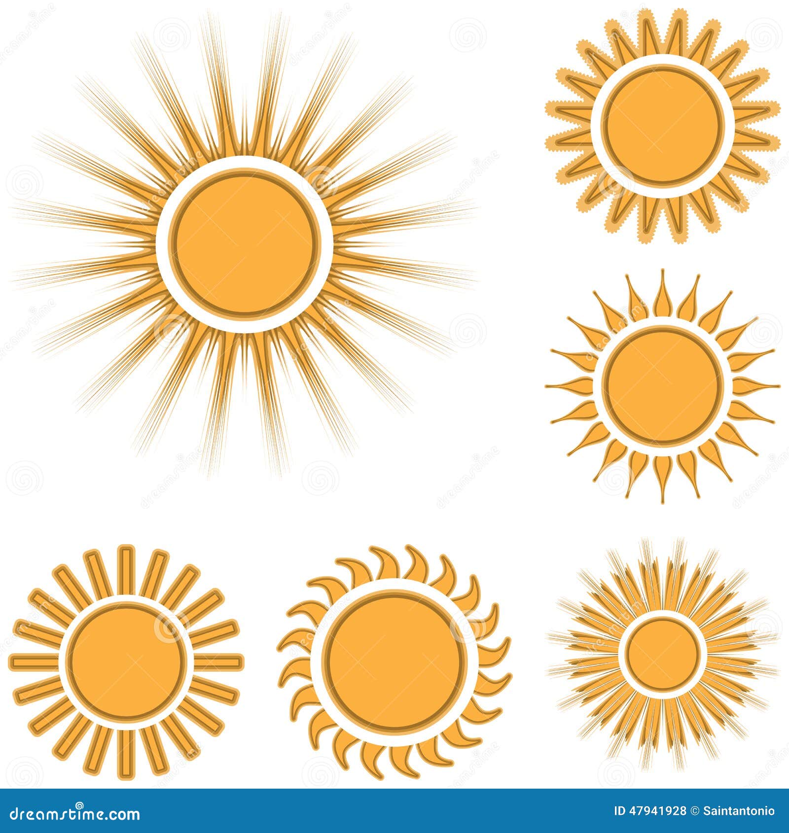 Different Sun Icons Set Isolated on White Background Stock Vector ...