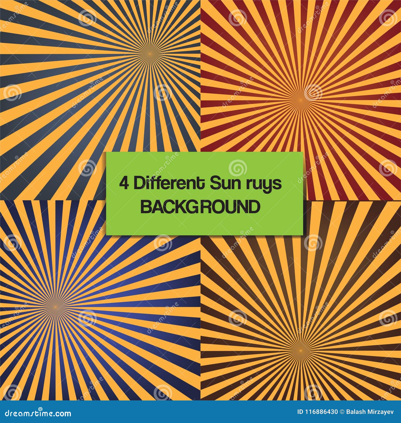 4 Different Sun Rays Background Stock Vector - Illustration of retro ...