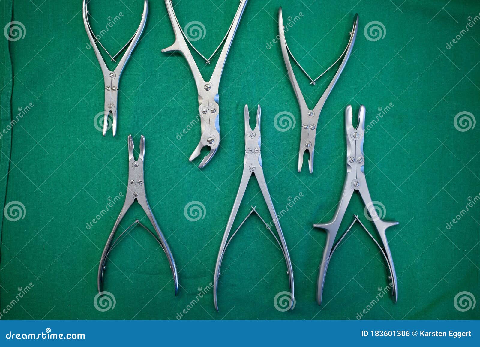 Some Different Surgical Bone Forceps Lie Side by Side on a Surgical ...