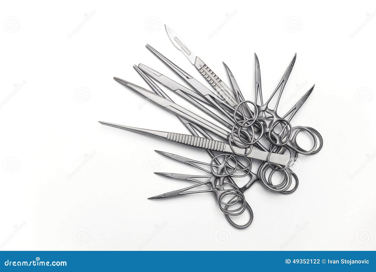 Different Surgical Instruments on a White Background- Stock Photo ...