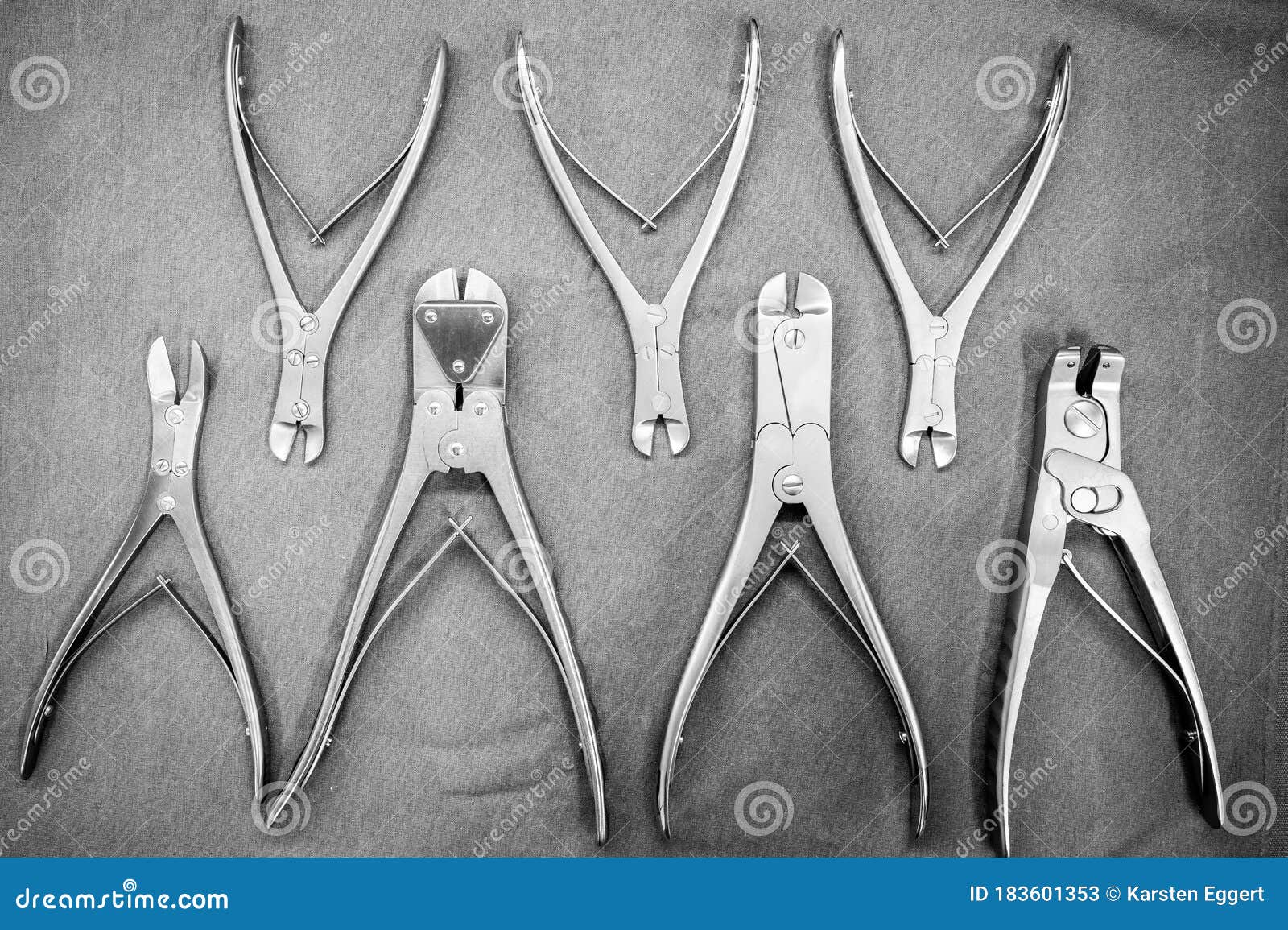Some Different Surgical Side Cutters Lie Side by Side on One Surgical ...
