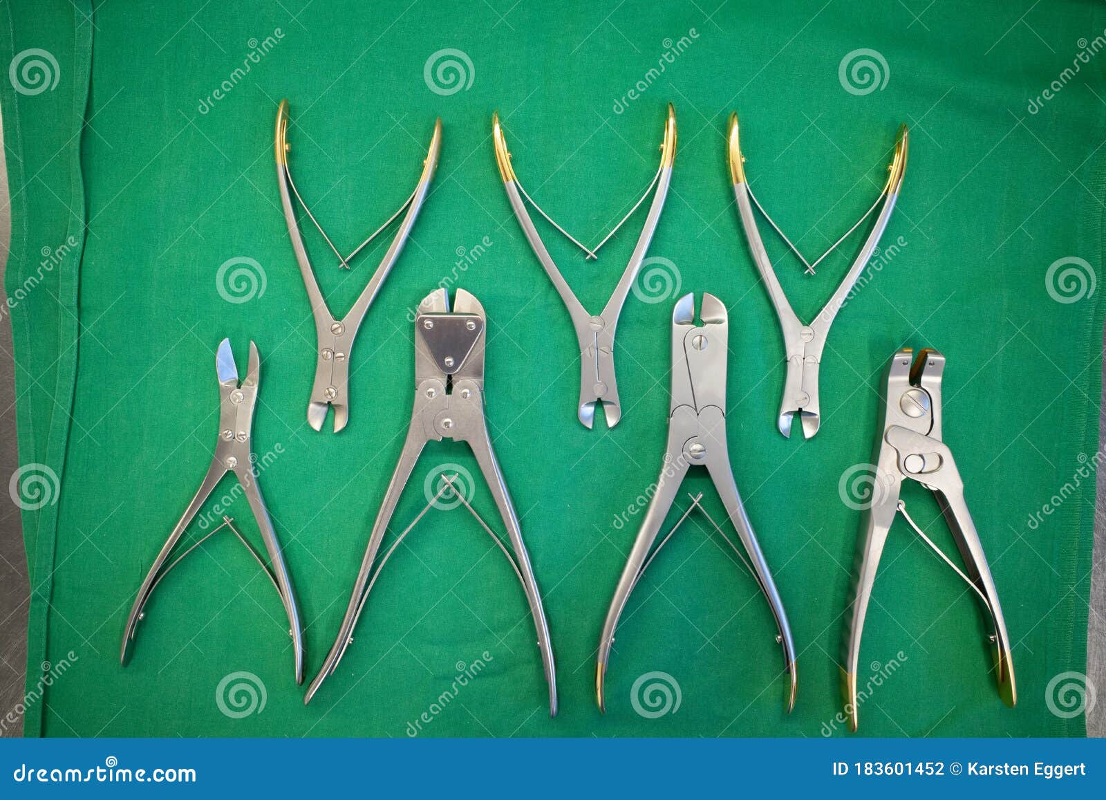 Some Different Surgical Side Cutters Lie Side by Side on One Surgical ...