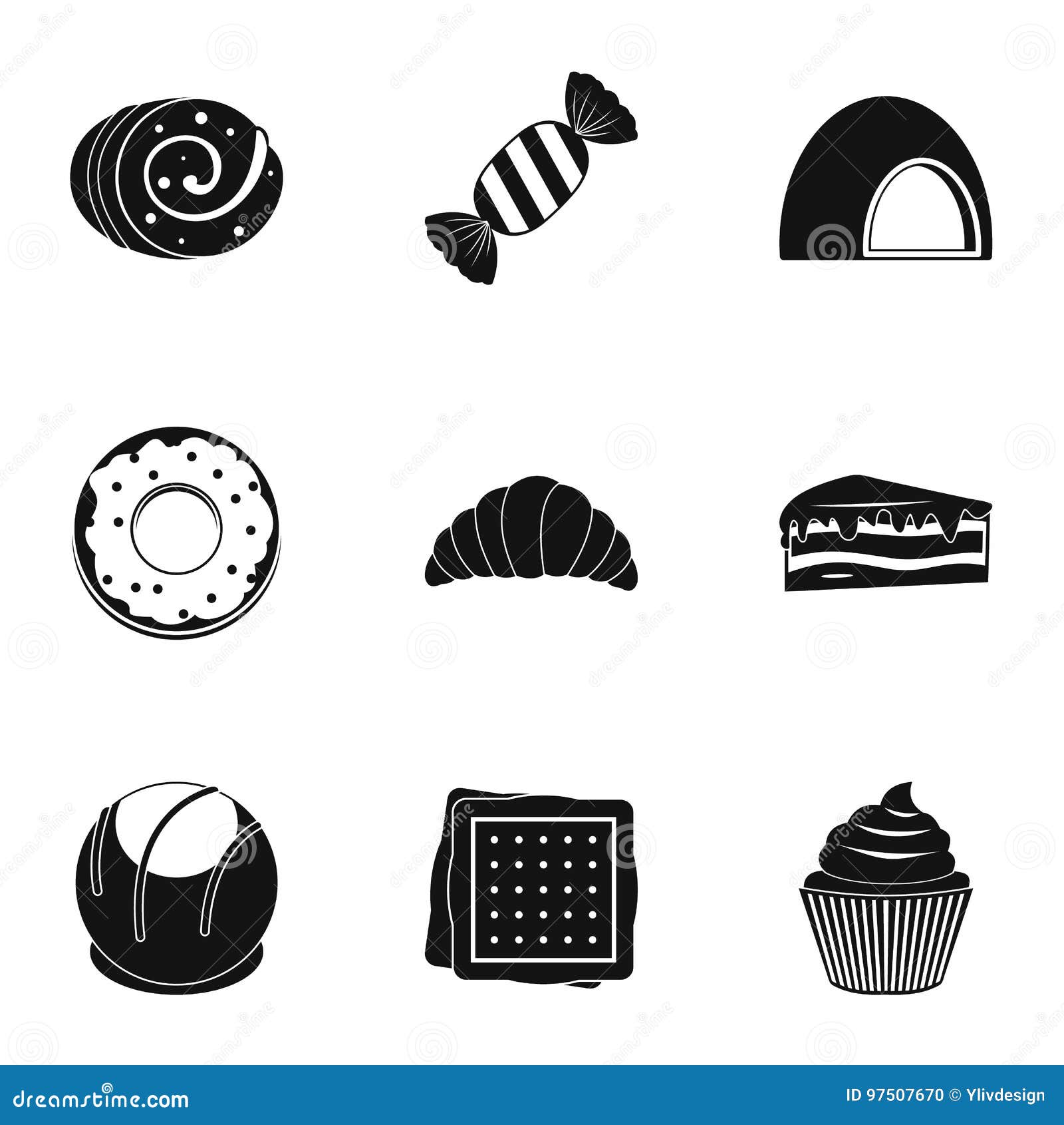 Different Sweet Icon Set, Simple Style Stock Vector - Illustration of ...