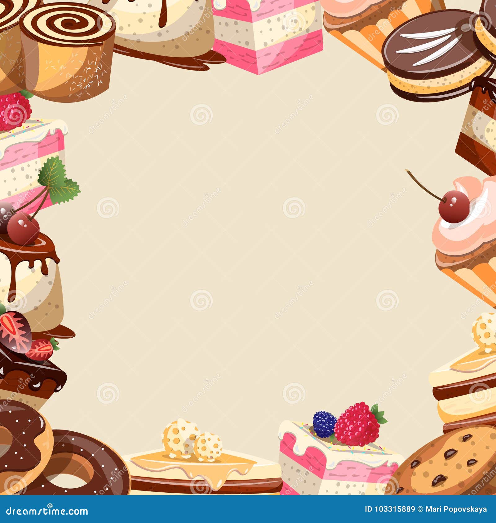 Different Sweets Colorful Background. Stock Vector - Illustration of ...