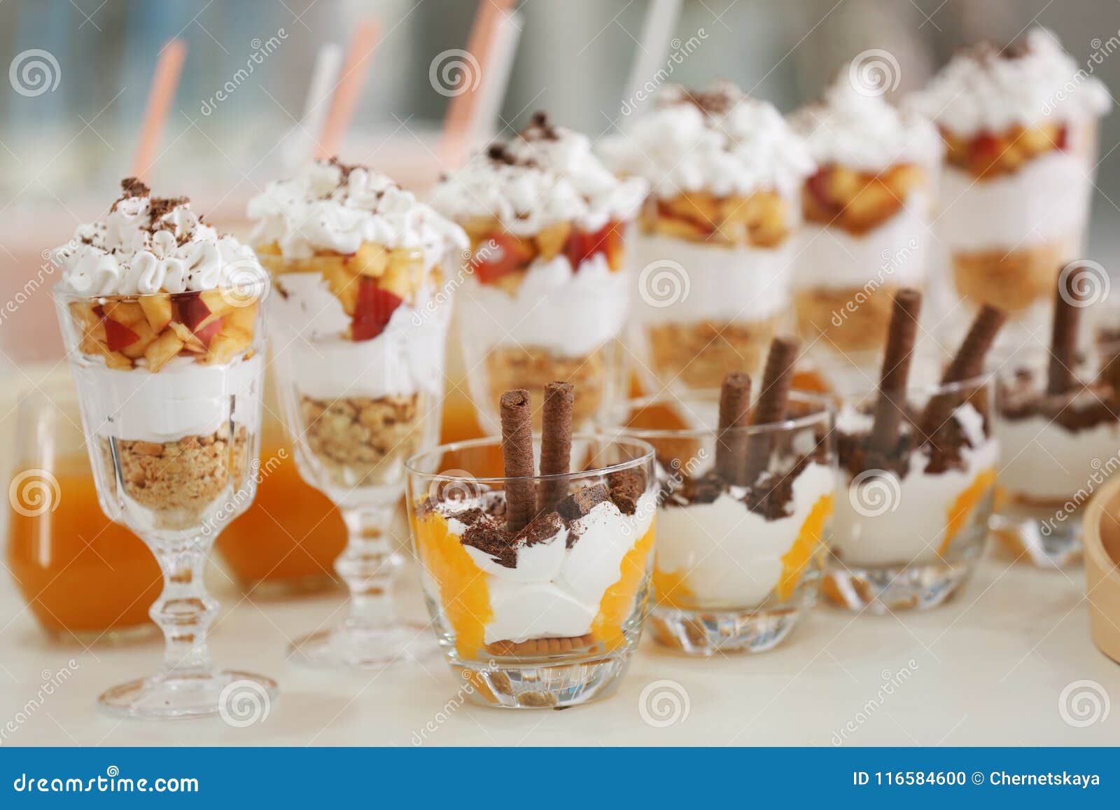 Different sweets on table. stock photo. Image of pieces - 116584600